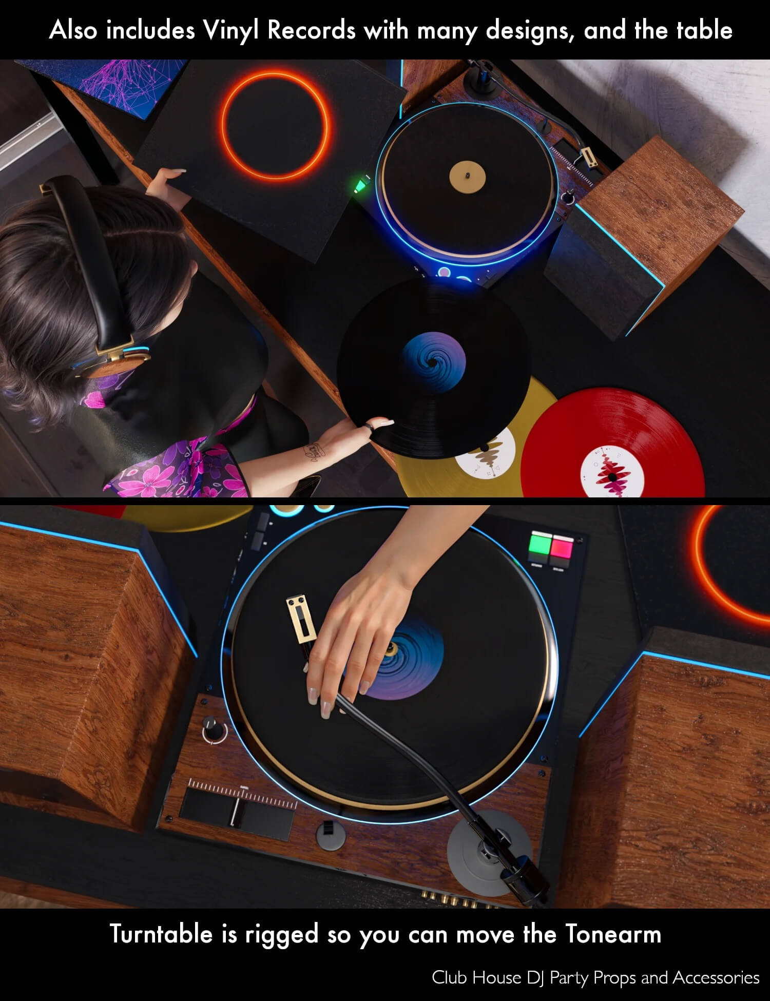 Club House DJ Party Props and Accessories 3D Render by Vizzee