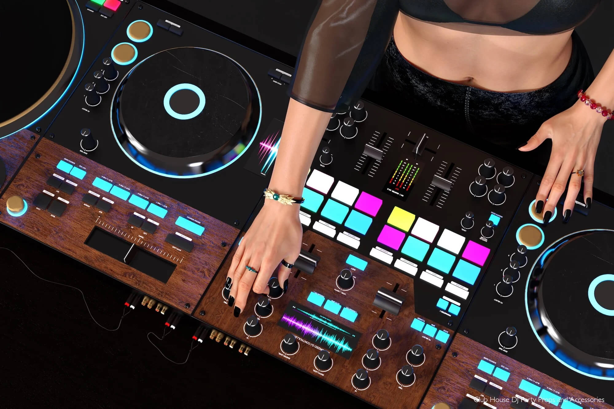 Club House DJ Party Props and Accessories 3D Render by Vizzee