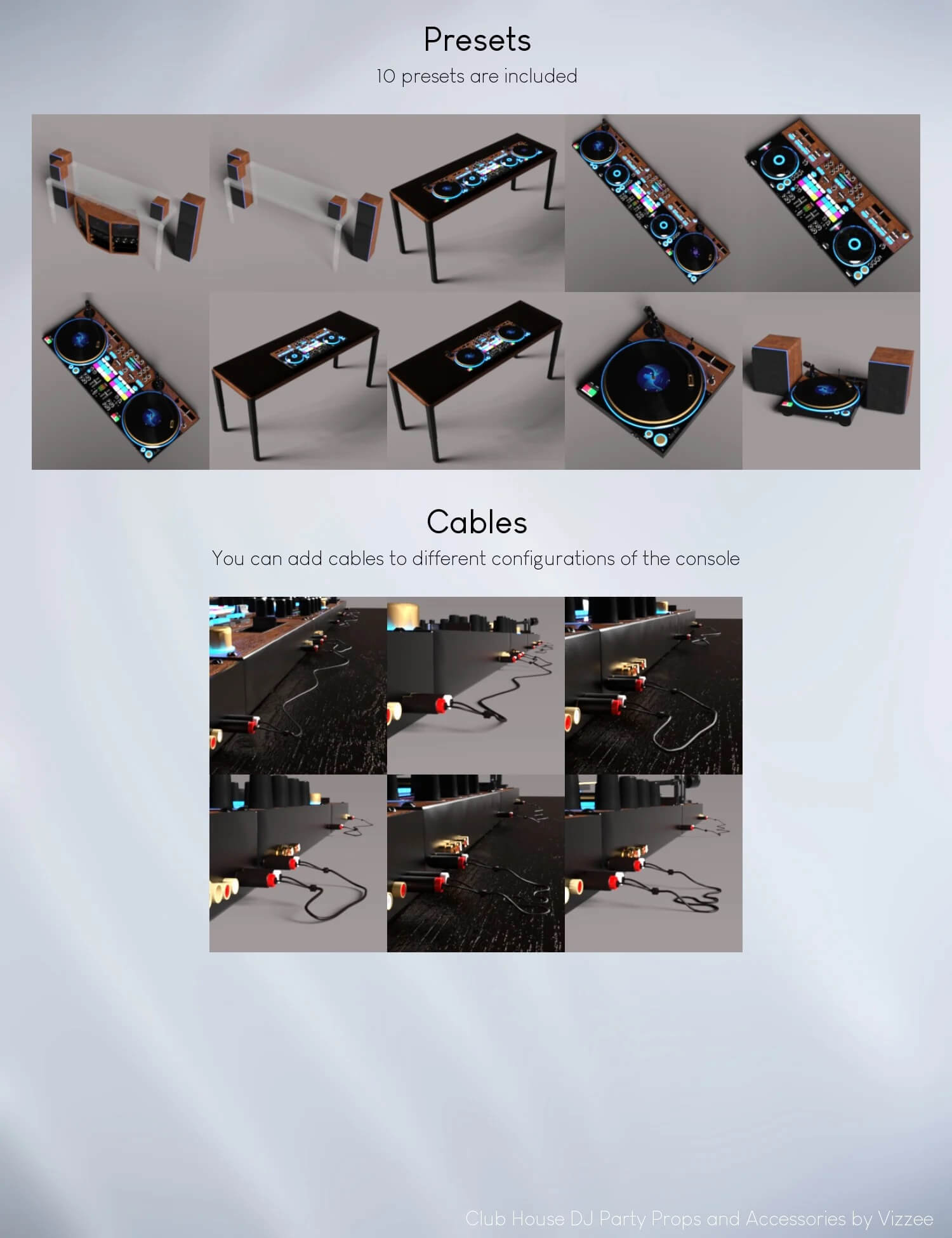 Club House DJ Party Props and Accessories 3D Render by Vizzee