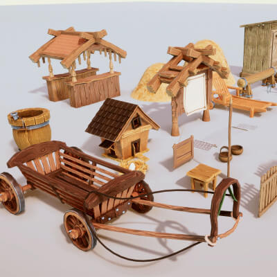 Stylize Village Props Kit - 3D Model by Vladimir811