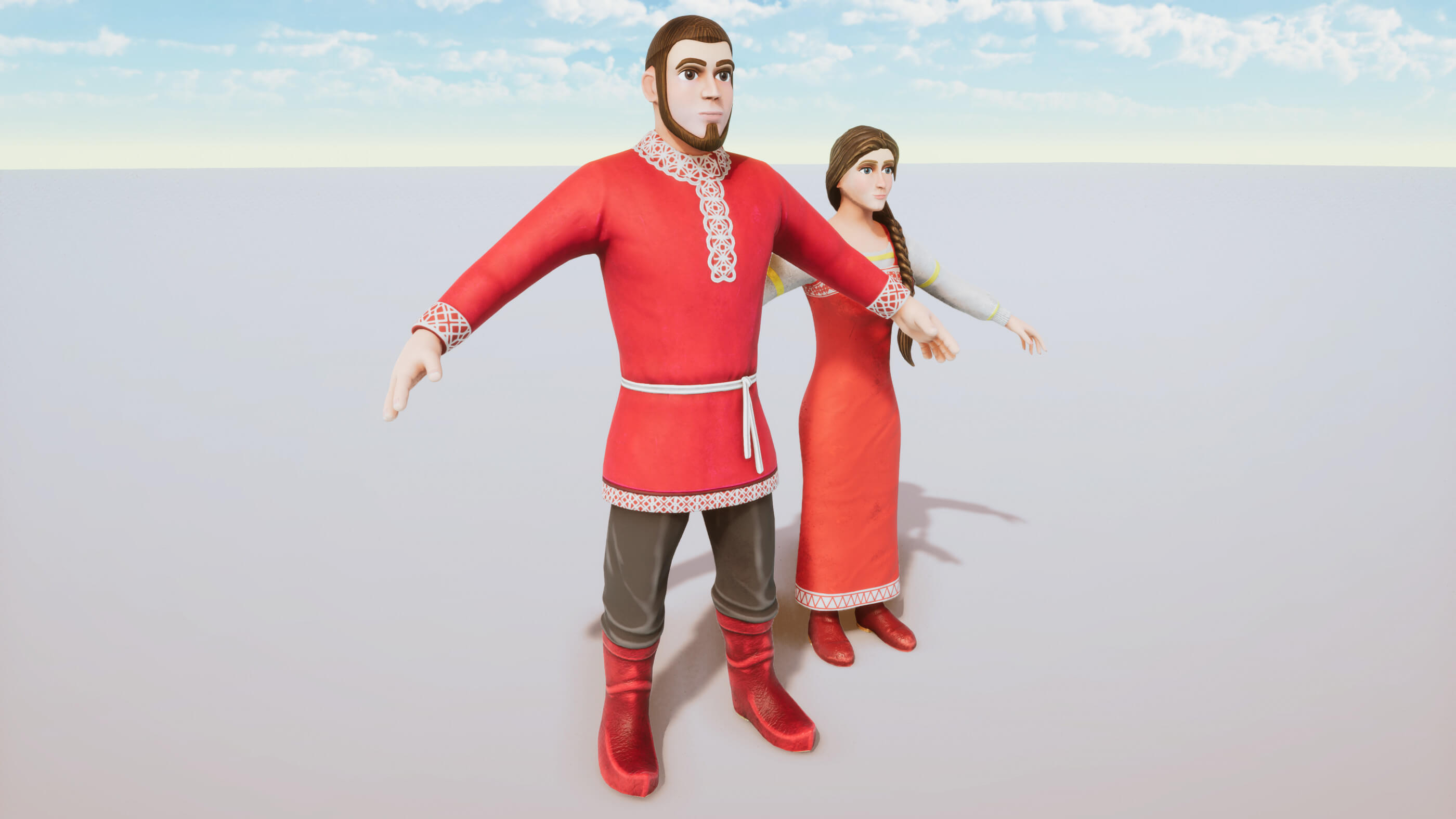 Stylized Character Medieval People Female and Male Collectio - 3D Model ...