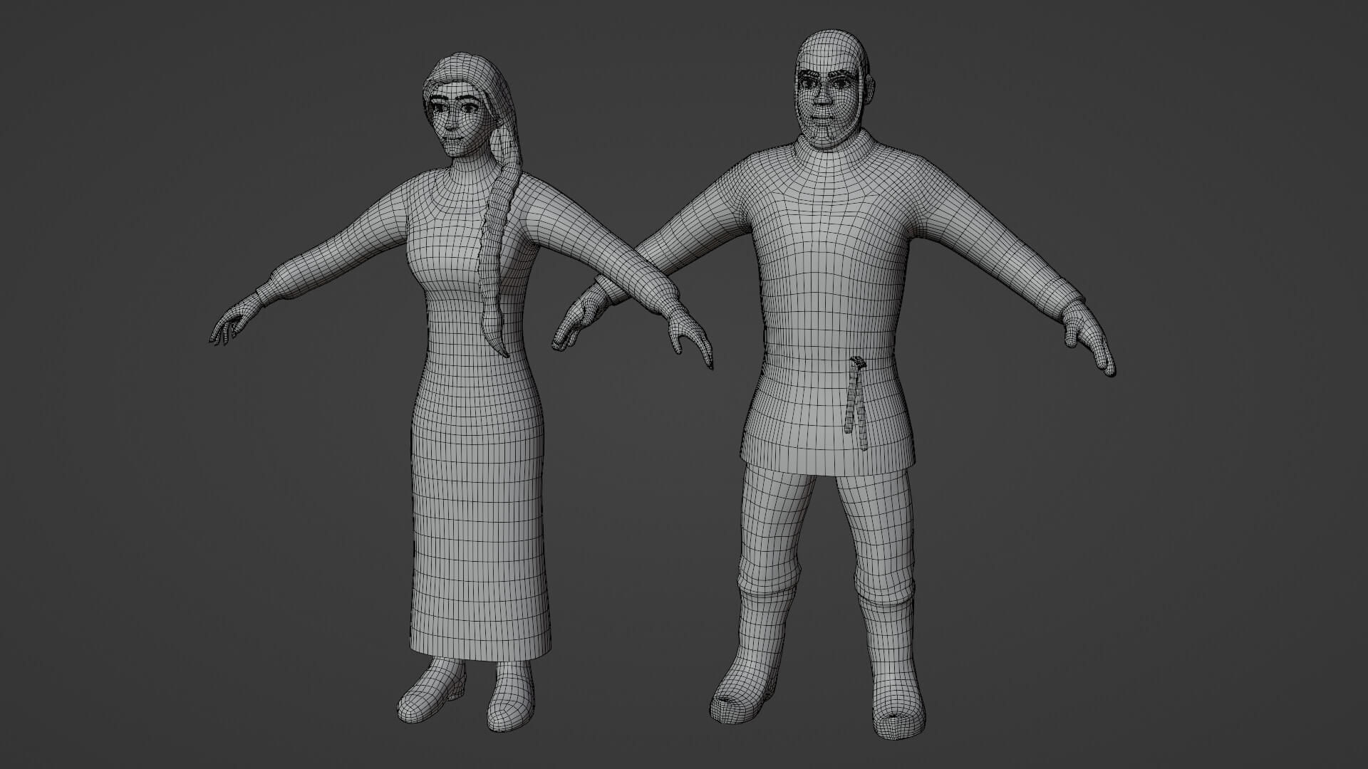 Stylized Character Medieval People Female and Male Collectio - 3D Model ...