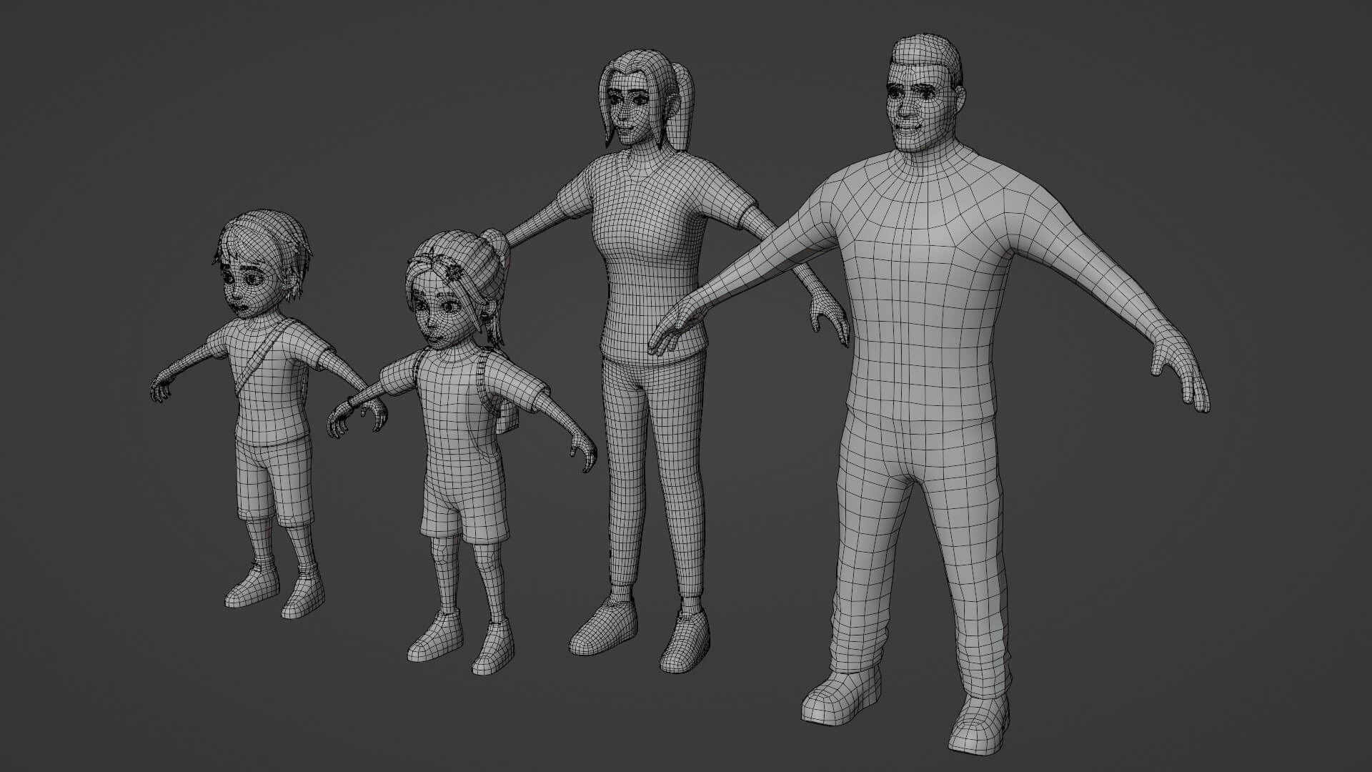 Stylized Family Kit Rigged With Shape Keys - 3D Model by Vladimir811