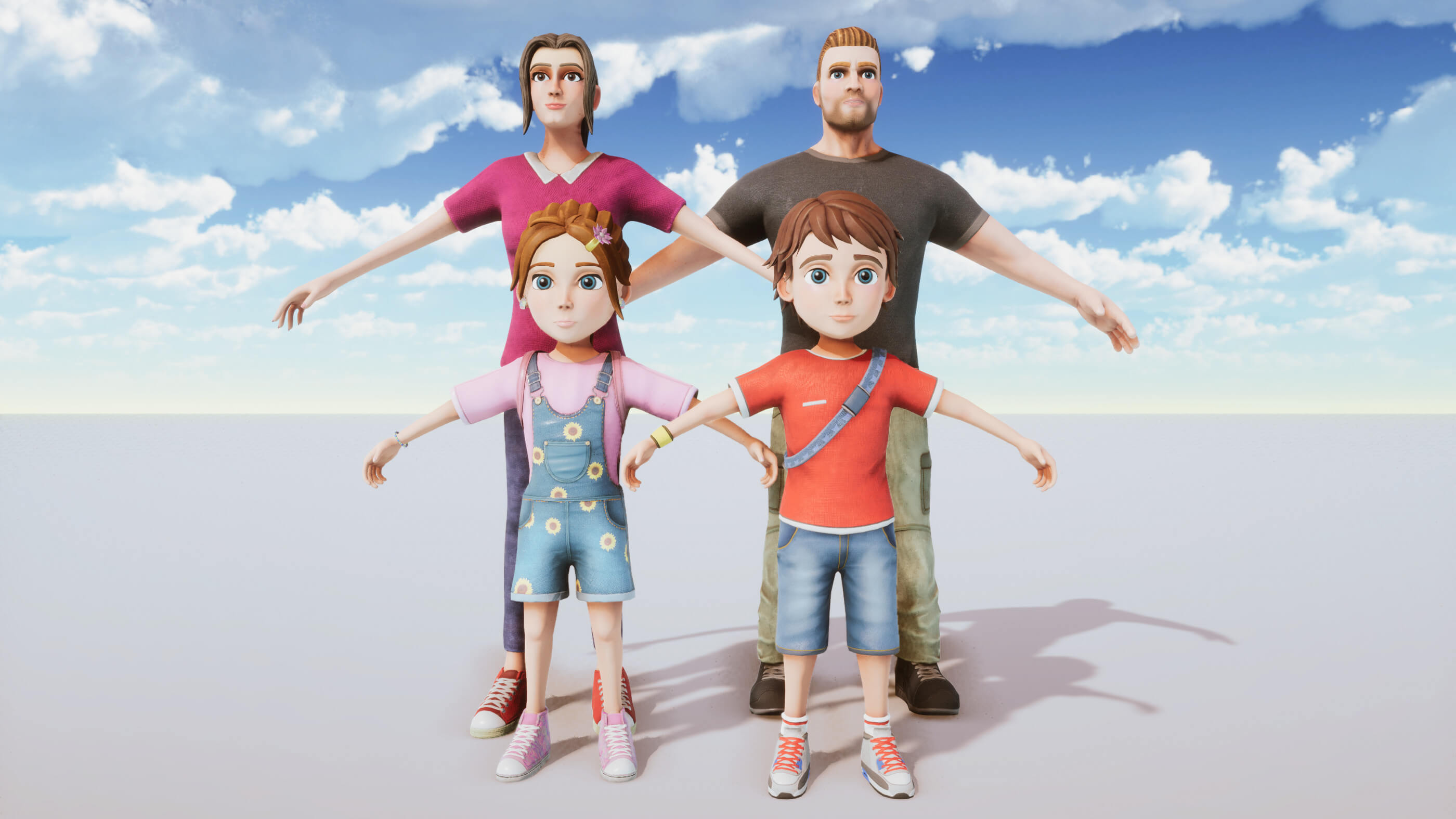 Stylized Family Kit Rigged With Shape Keys - 3D Model by Vladimir811