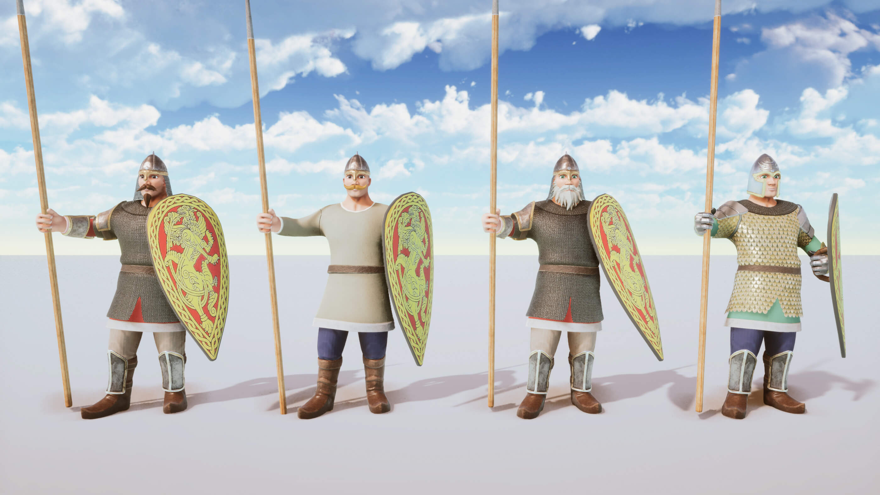 Stylized Medieval Guards Kit Rigged With Shape Keys - 3D Model by ...