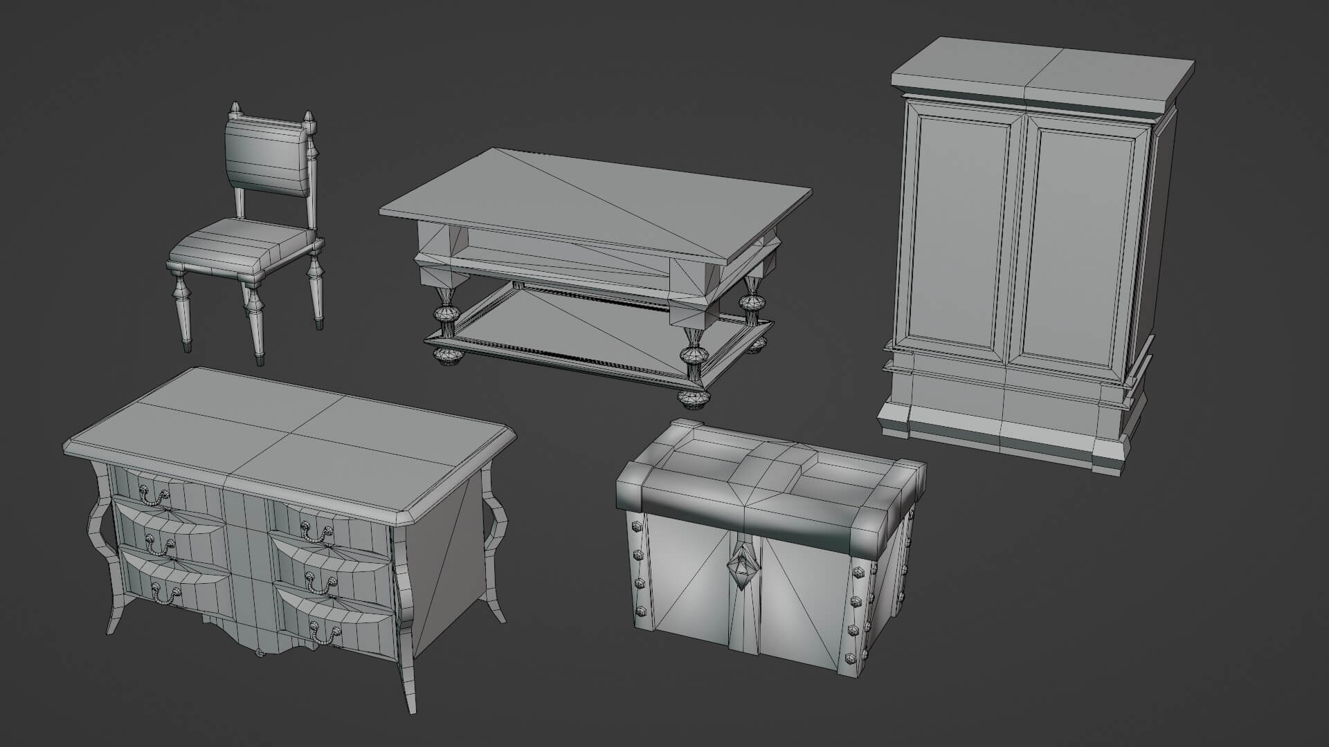 Stylized Medieval Interior Props Kit 78 Items - 3D Model by Vladimir811