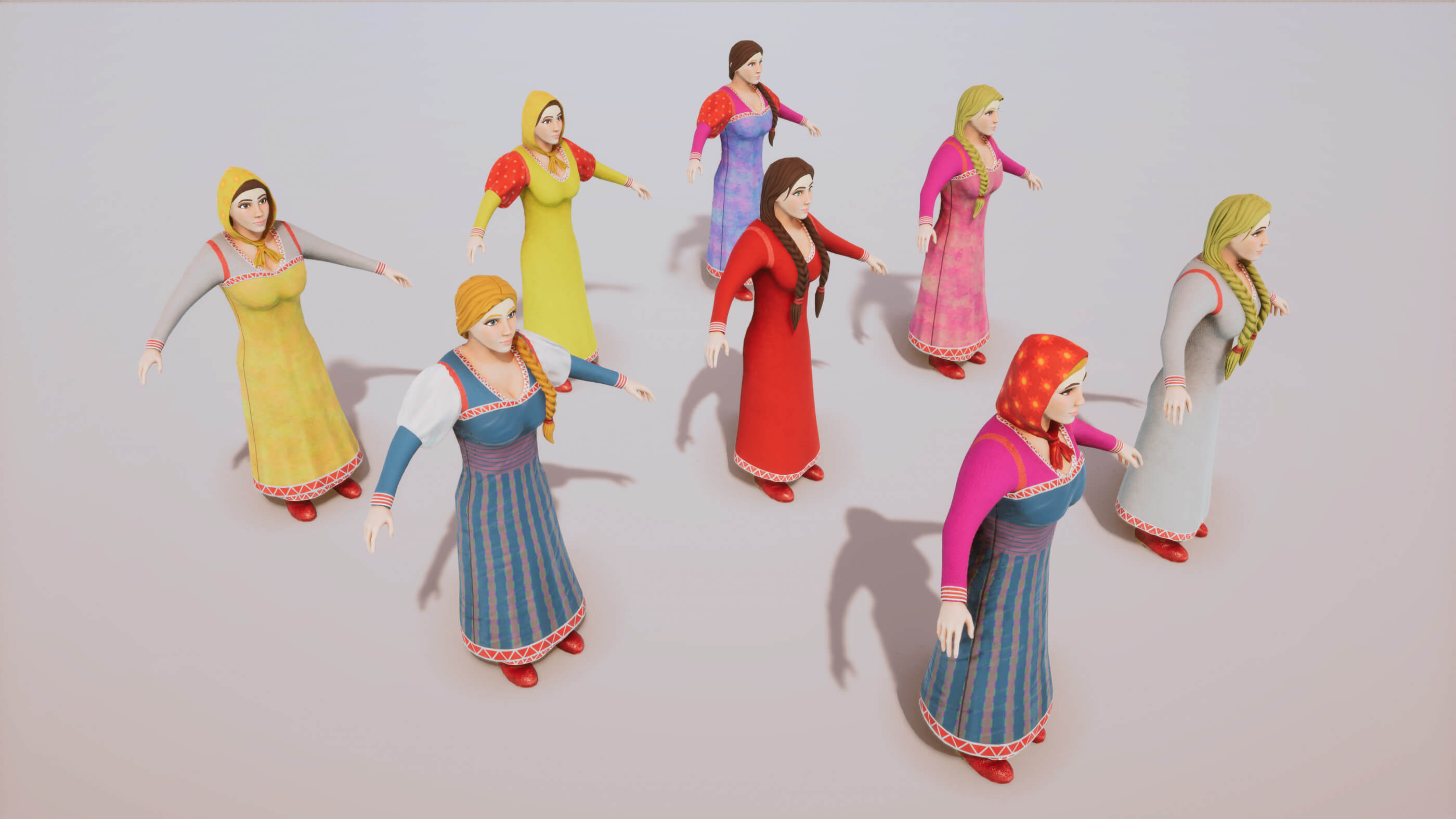 Stylized Medieval People Female Kit Rigged With Shape Keys - 3D Model ...