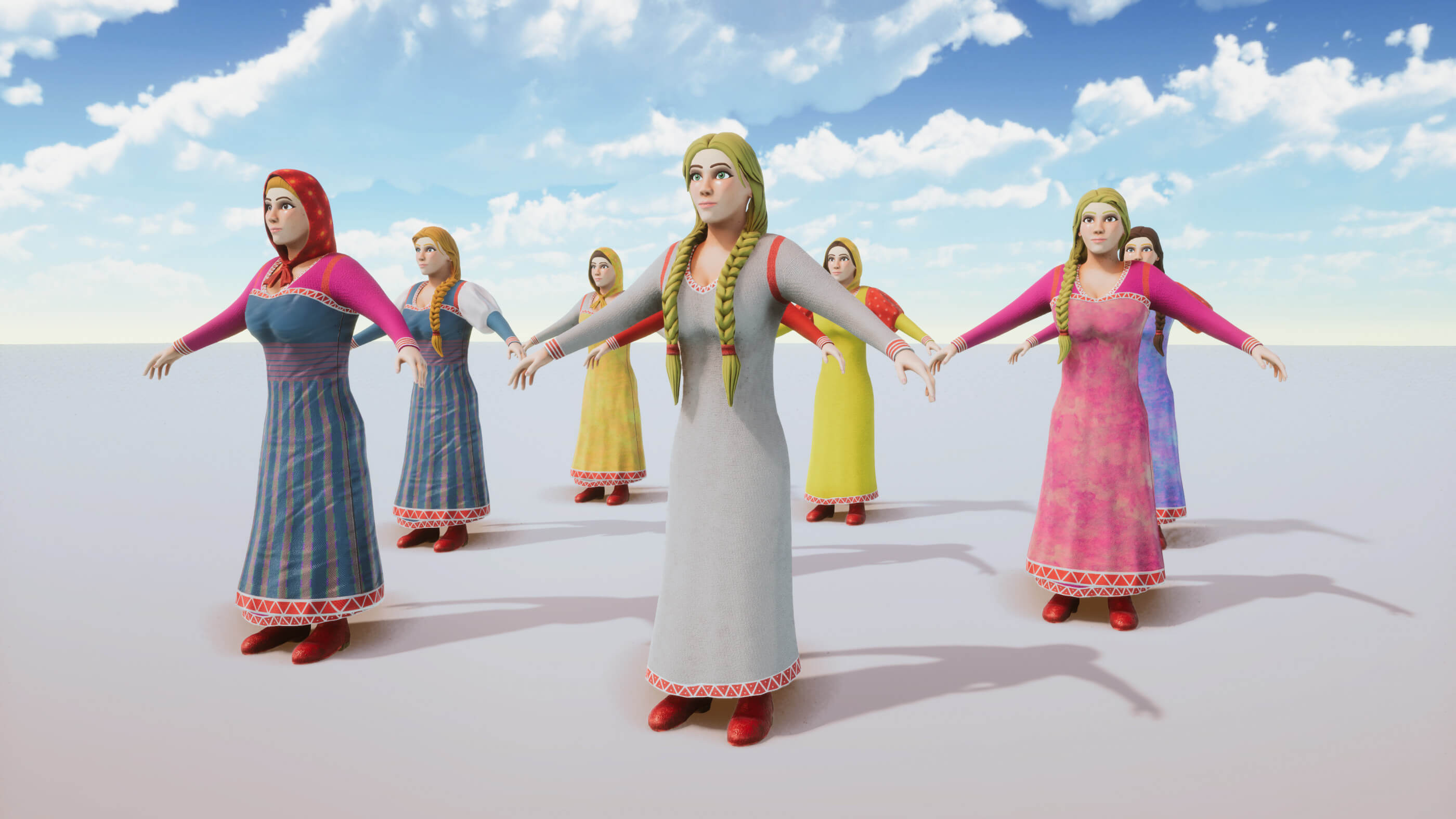 Stylized Medieval People Female Kit Rigged With Shape Keys - 3D Model ...