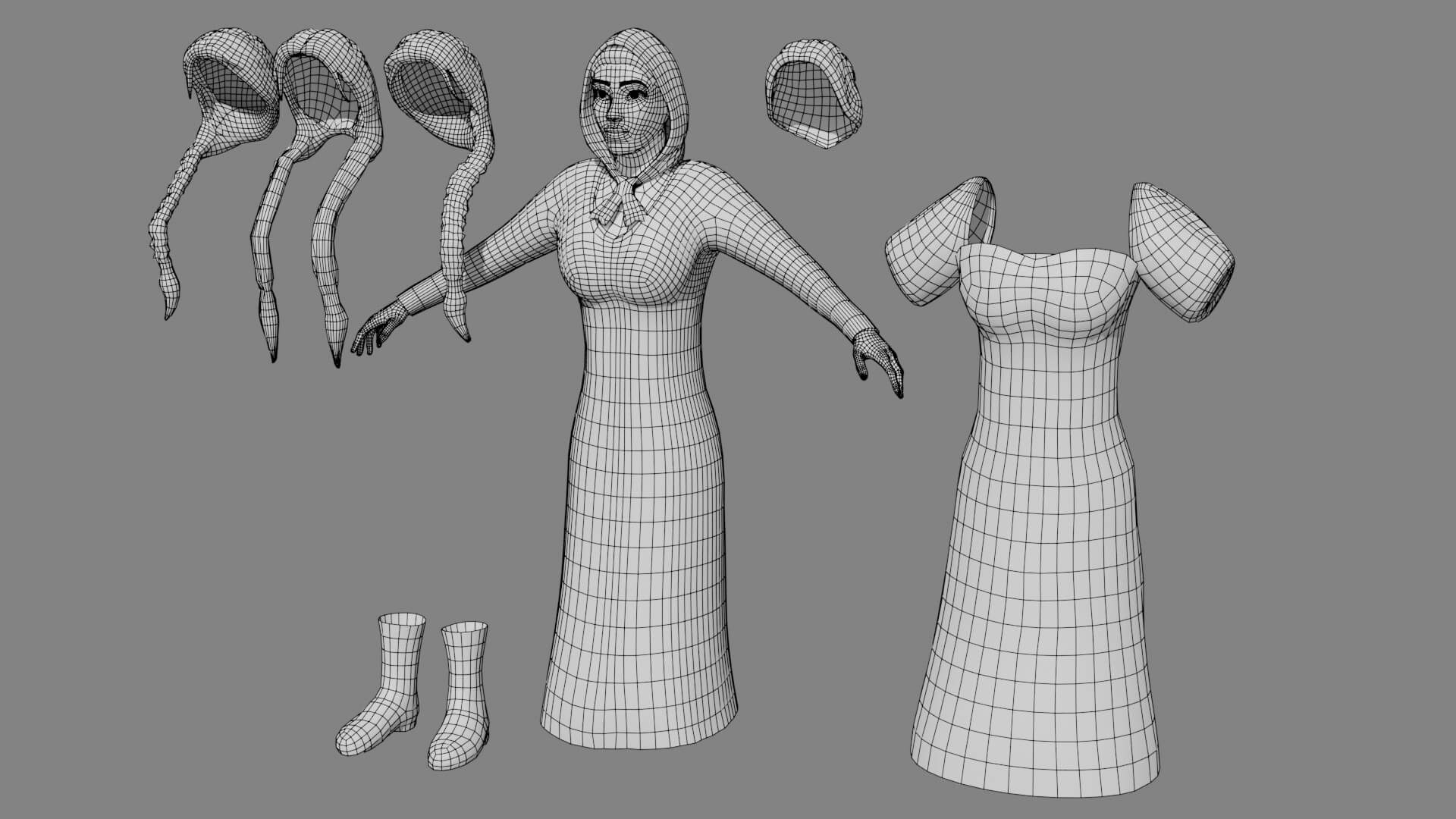 Stylized Medieval People Female Kit Rigged With Shape Keys - 3D Model ...