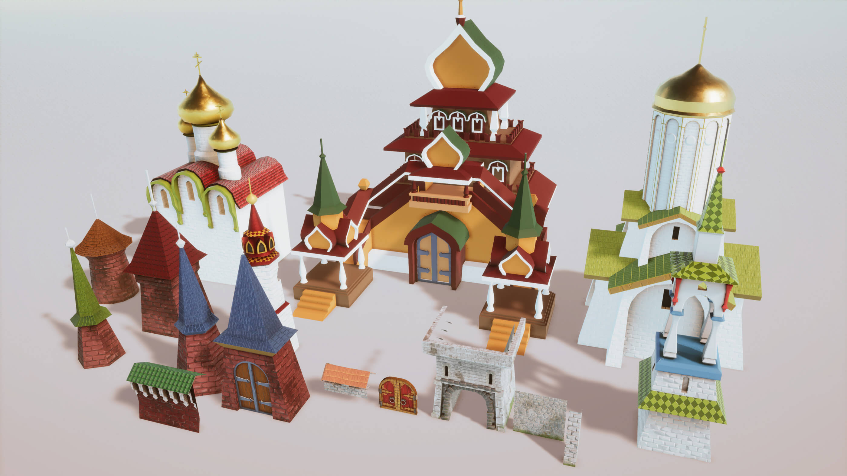 Stylized Medieval Town Props Kit - 3D Model by Vladimir811