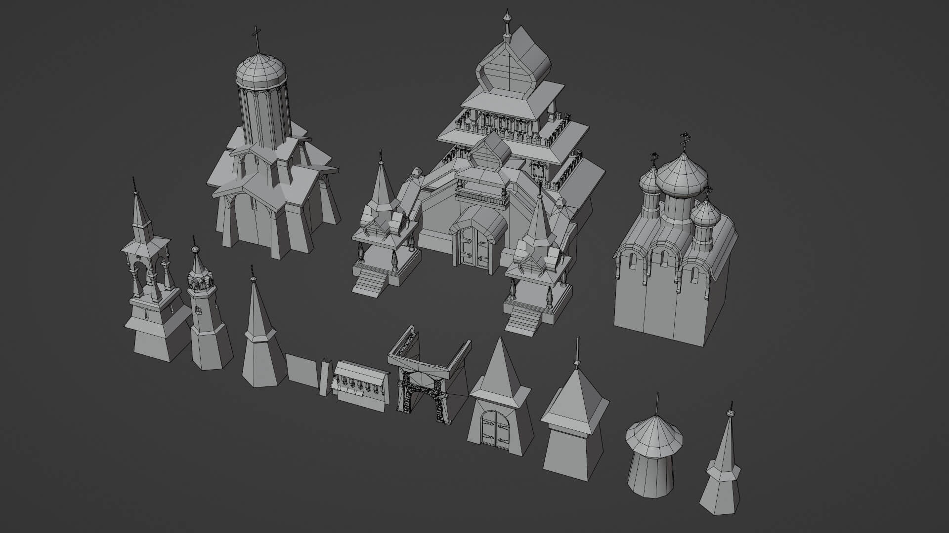 Stylized Medieval Town Props Kit - 3D Model by Vladimir811