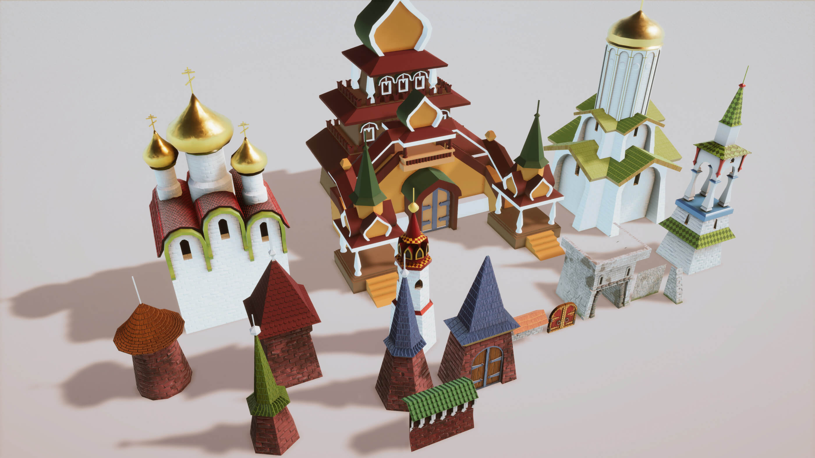 Stylized Medieval Town Props Kit - 3D Model by Vladimir811