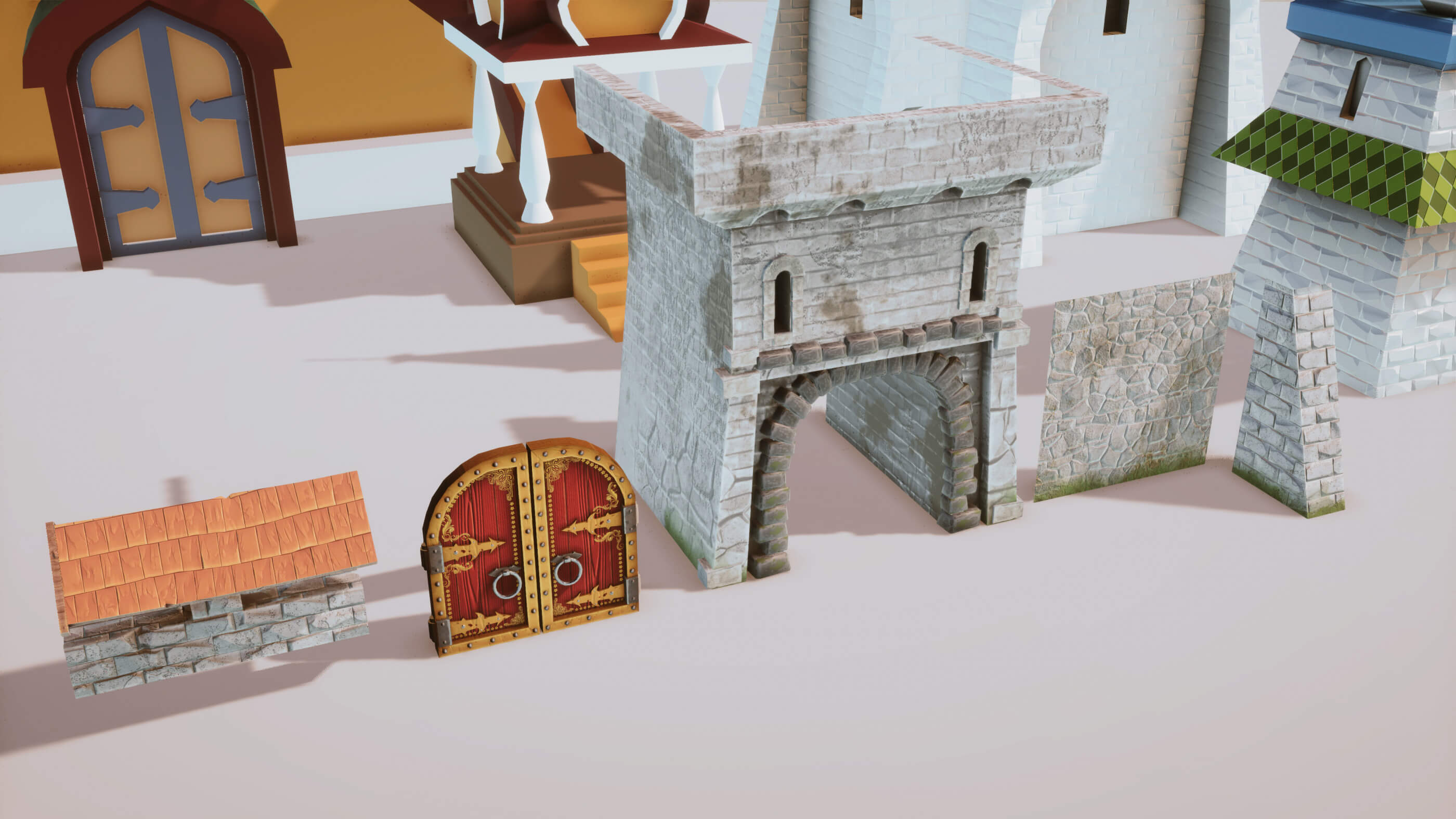 Stylized Medieval Town Props Kit - 3D Model by Vladimir811