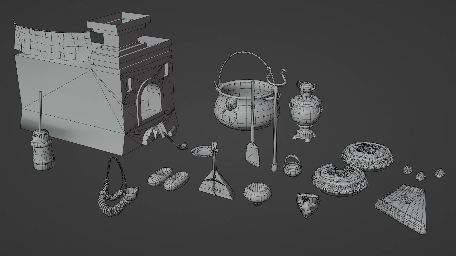 Stylized Medieval Village House Interior Props Kit - 3D Model by ...