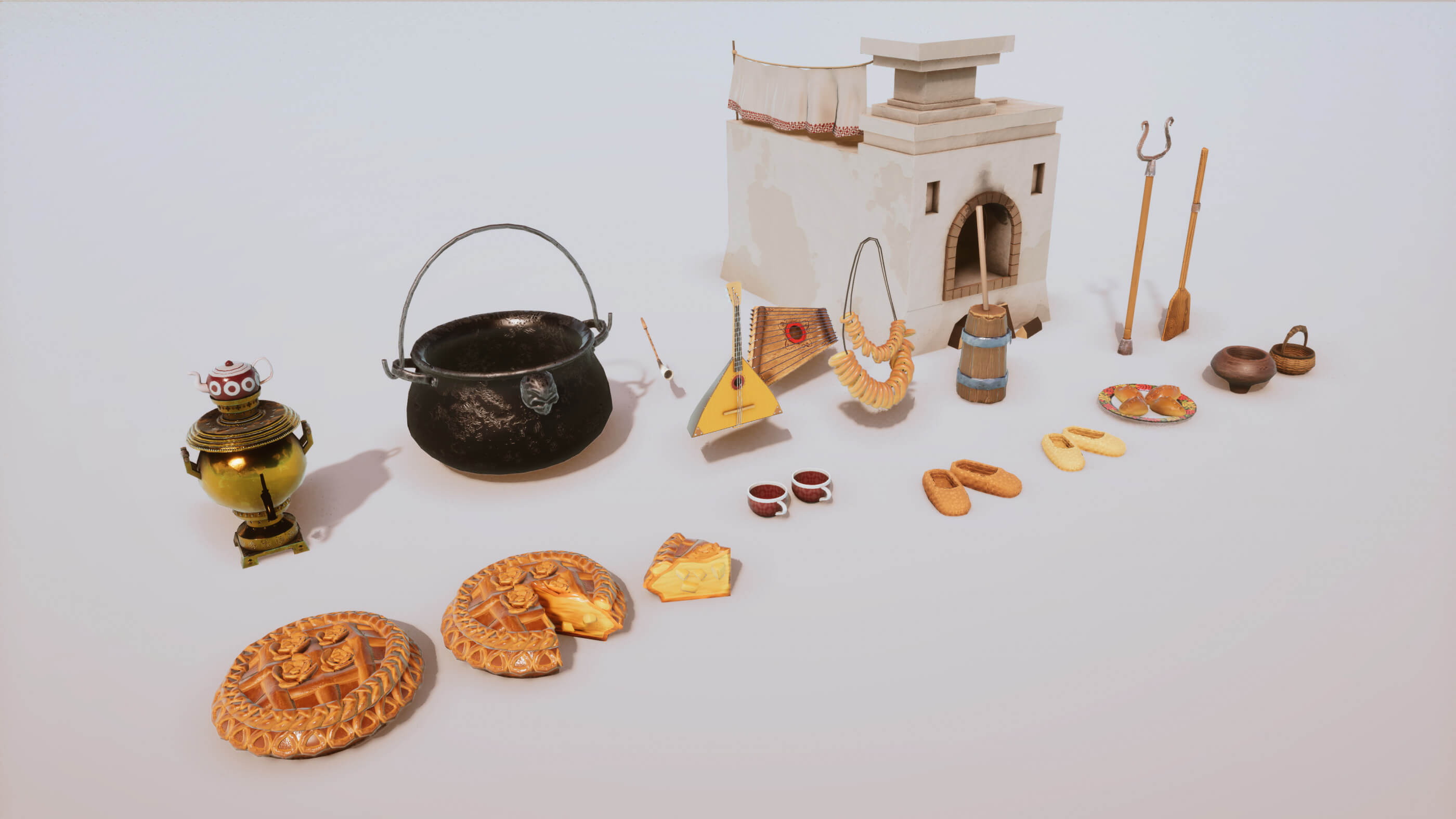 Stylized Medieval Village House Interior Props Kit - 3D Model by ...