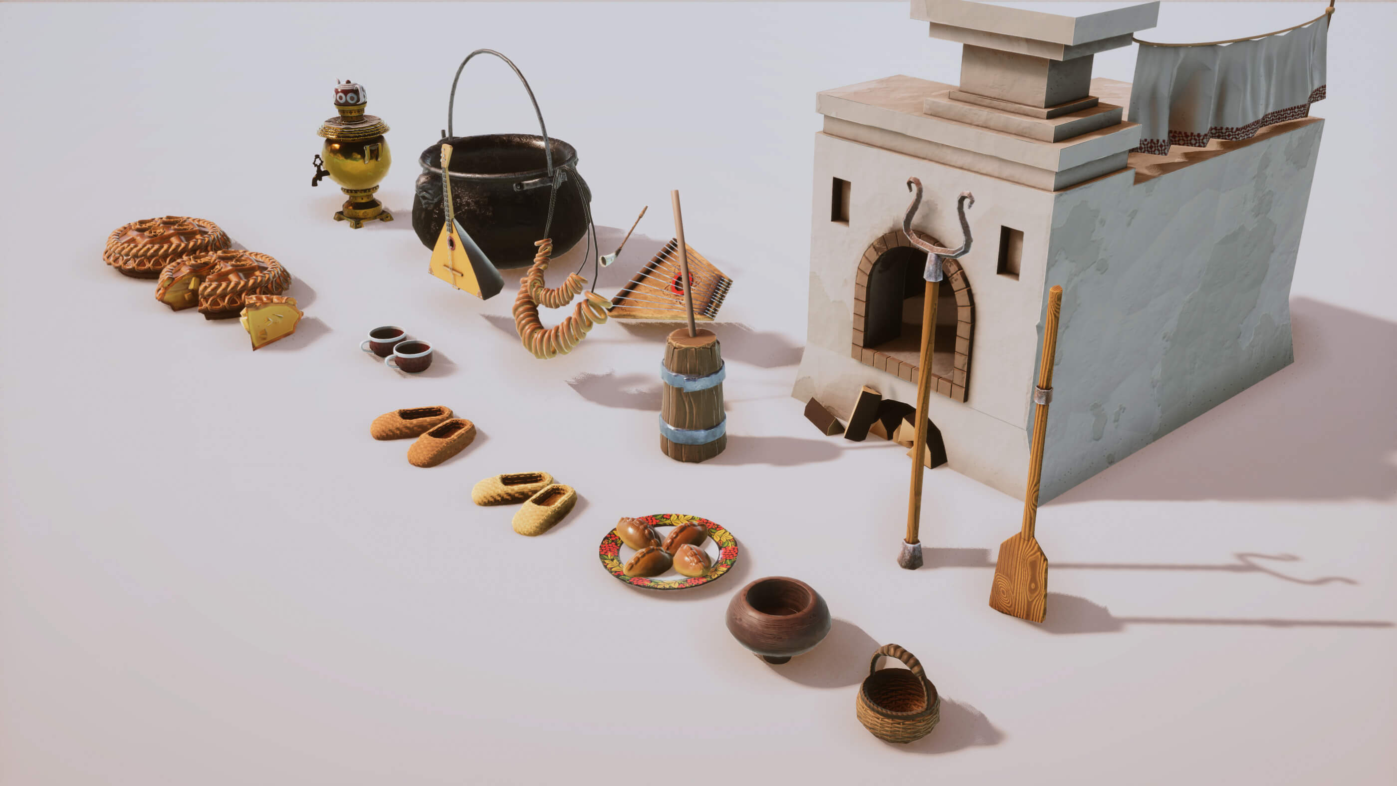 Stylized Medieval Village House Interior Props Kit - 3D Model by ...