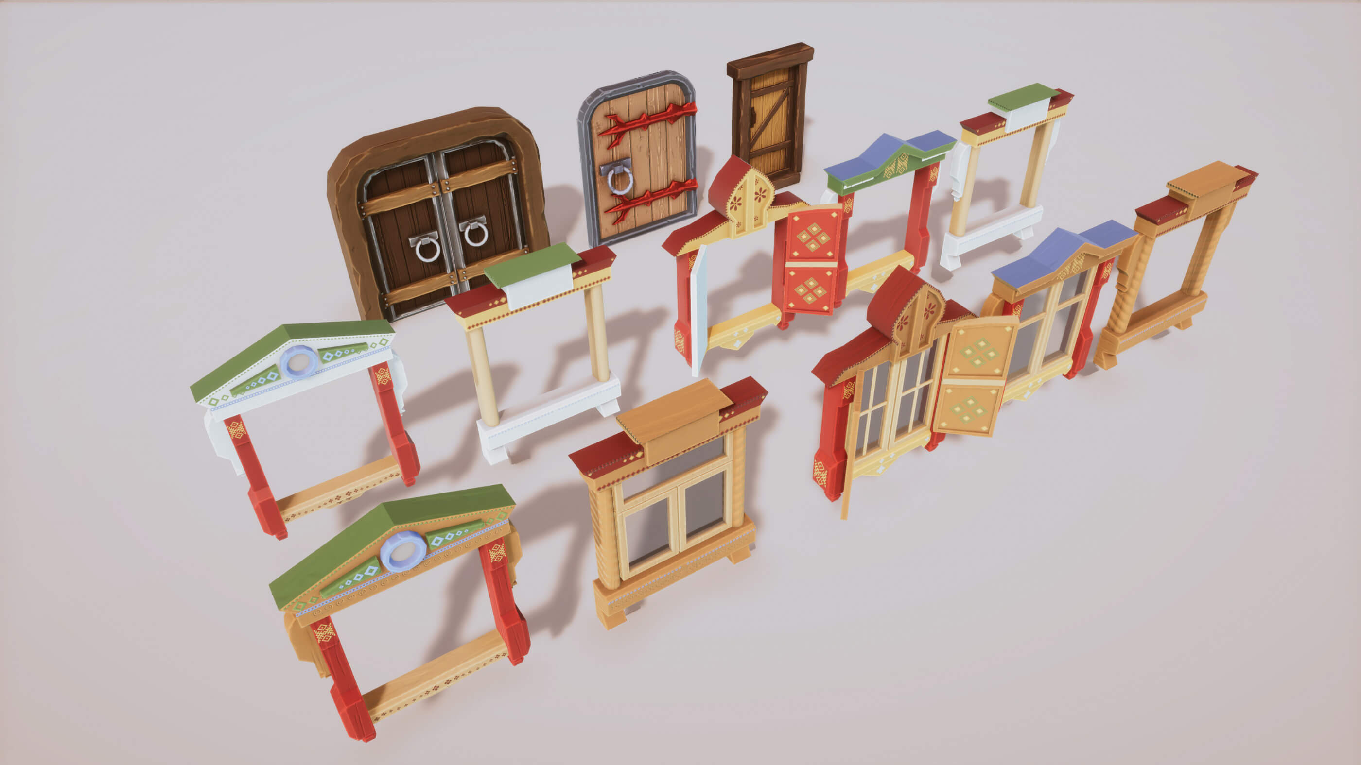 Stylized Village Houses Props Kit - 3D Model by Vladimir811