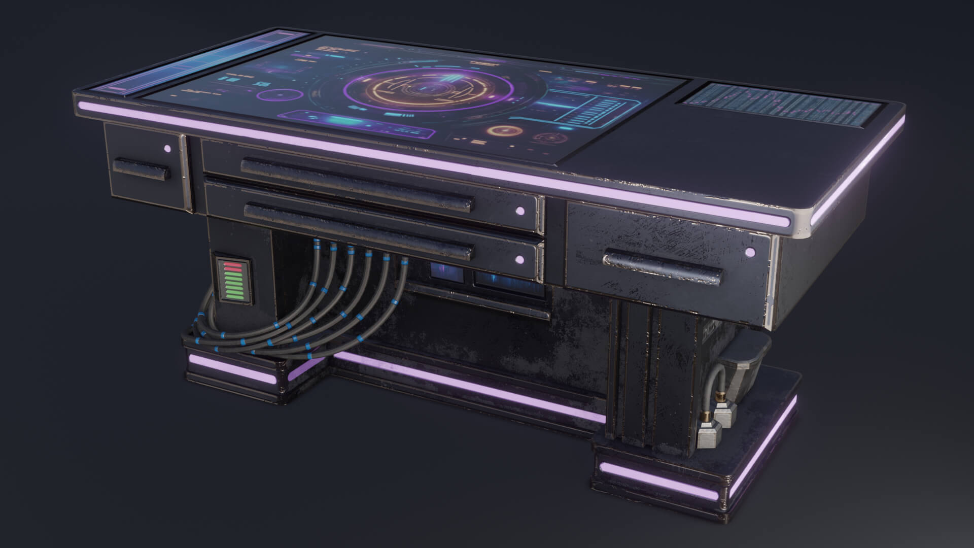 Cyber Table Blue 1 - 3D Model by VladyslavVlad