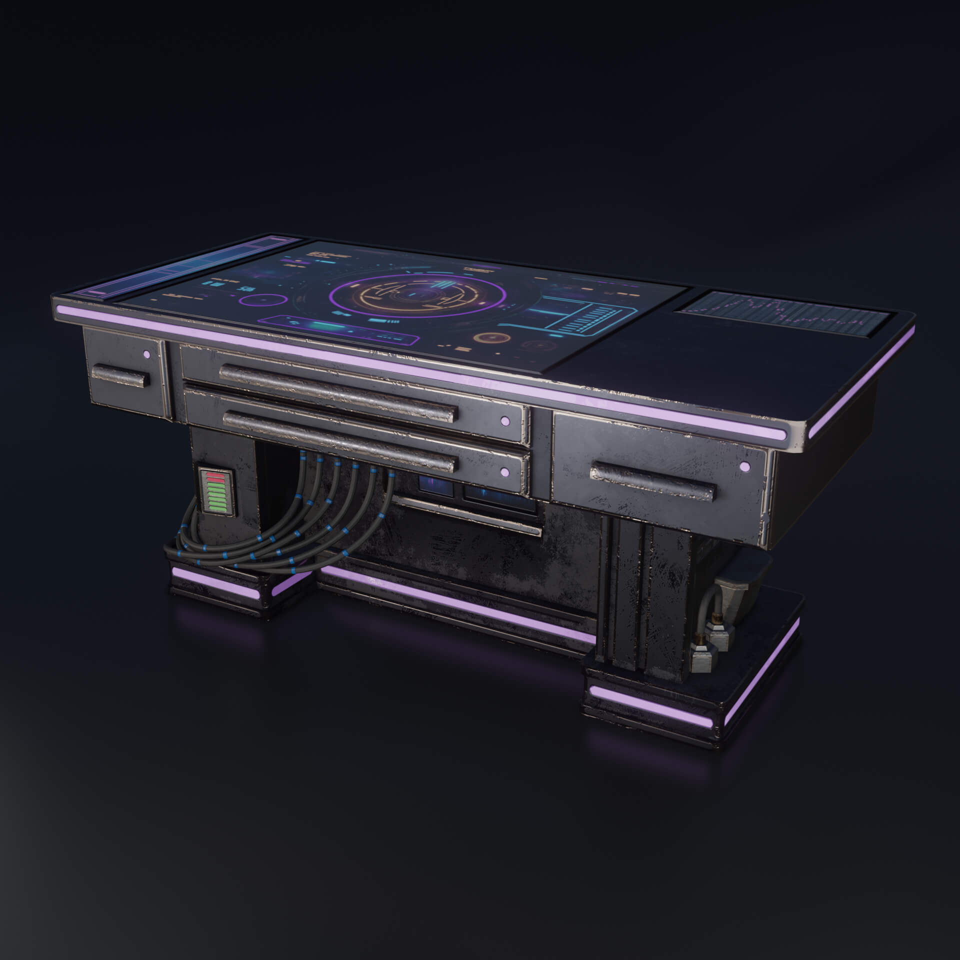 Cyber Table Blue 1 - 3D Model by VladyslavVlad