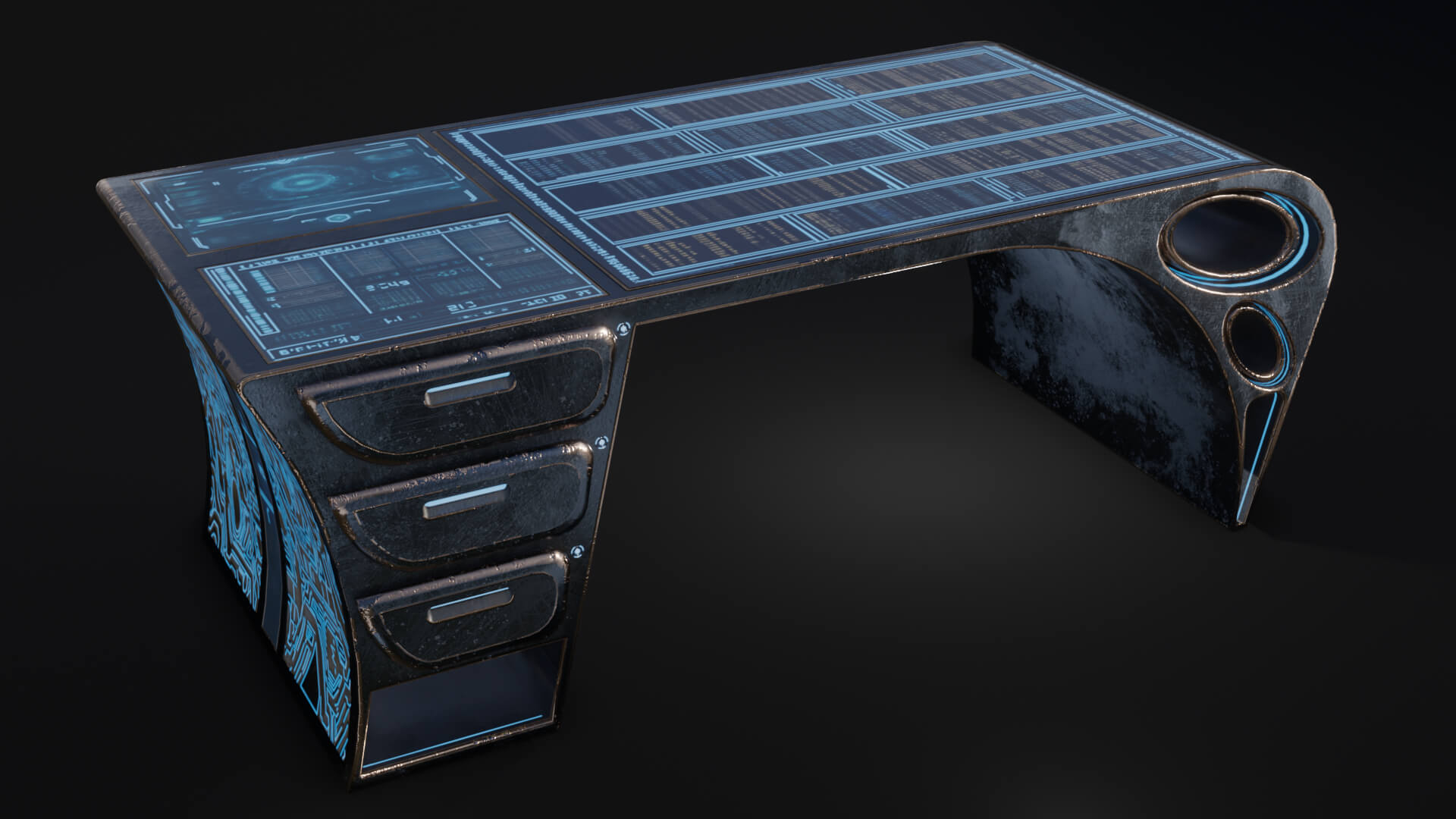 Cyber Table Blue - 3D Model by VladyslavVlad