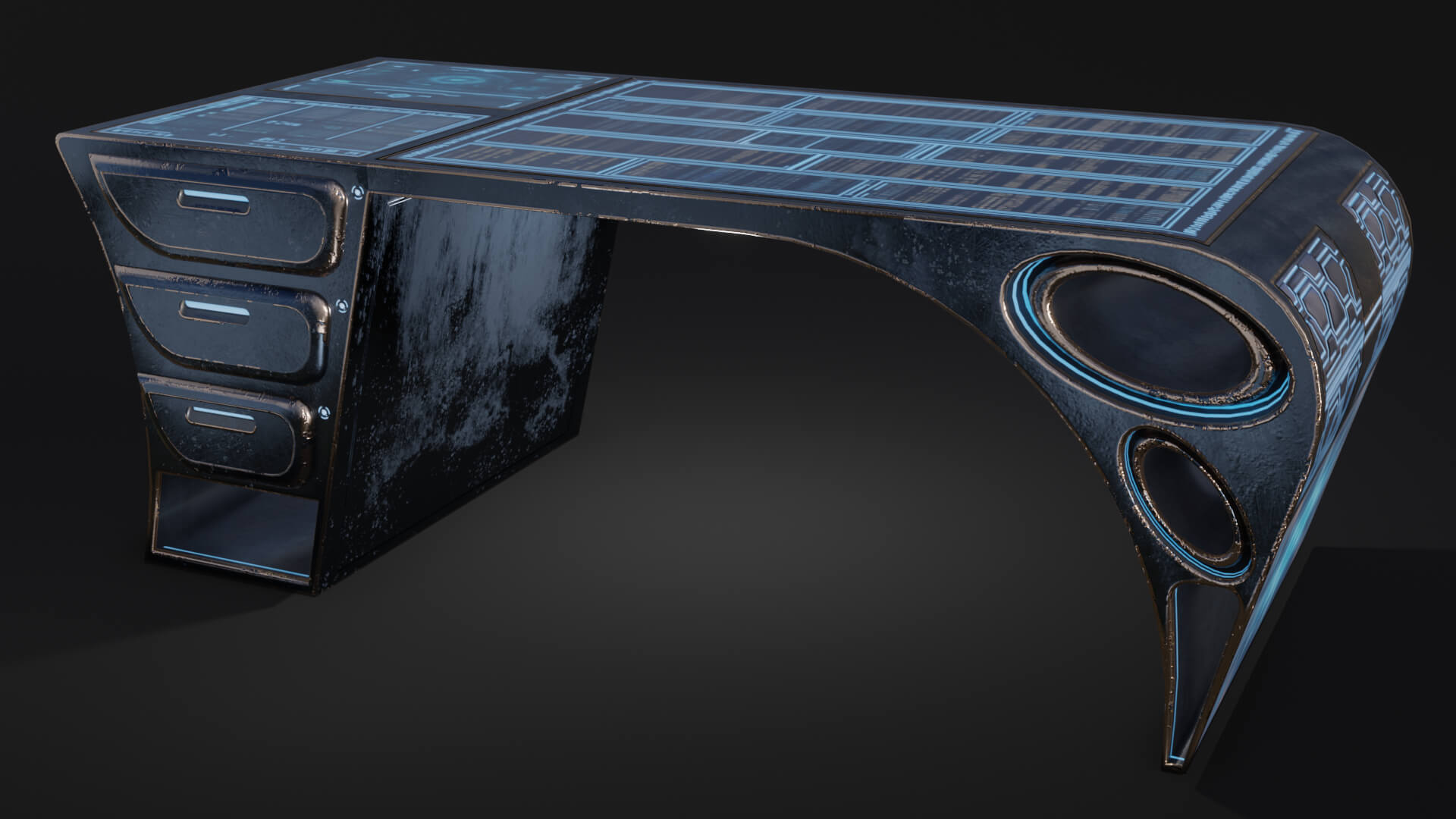 Cyber Table Blue - 3D Model by VladyslavVlad