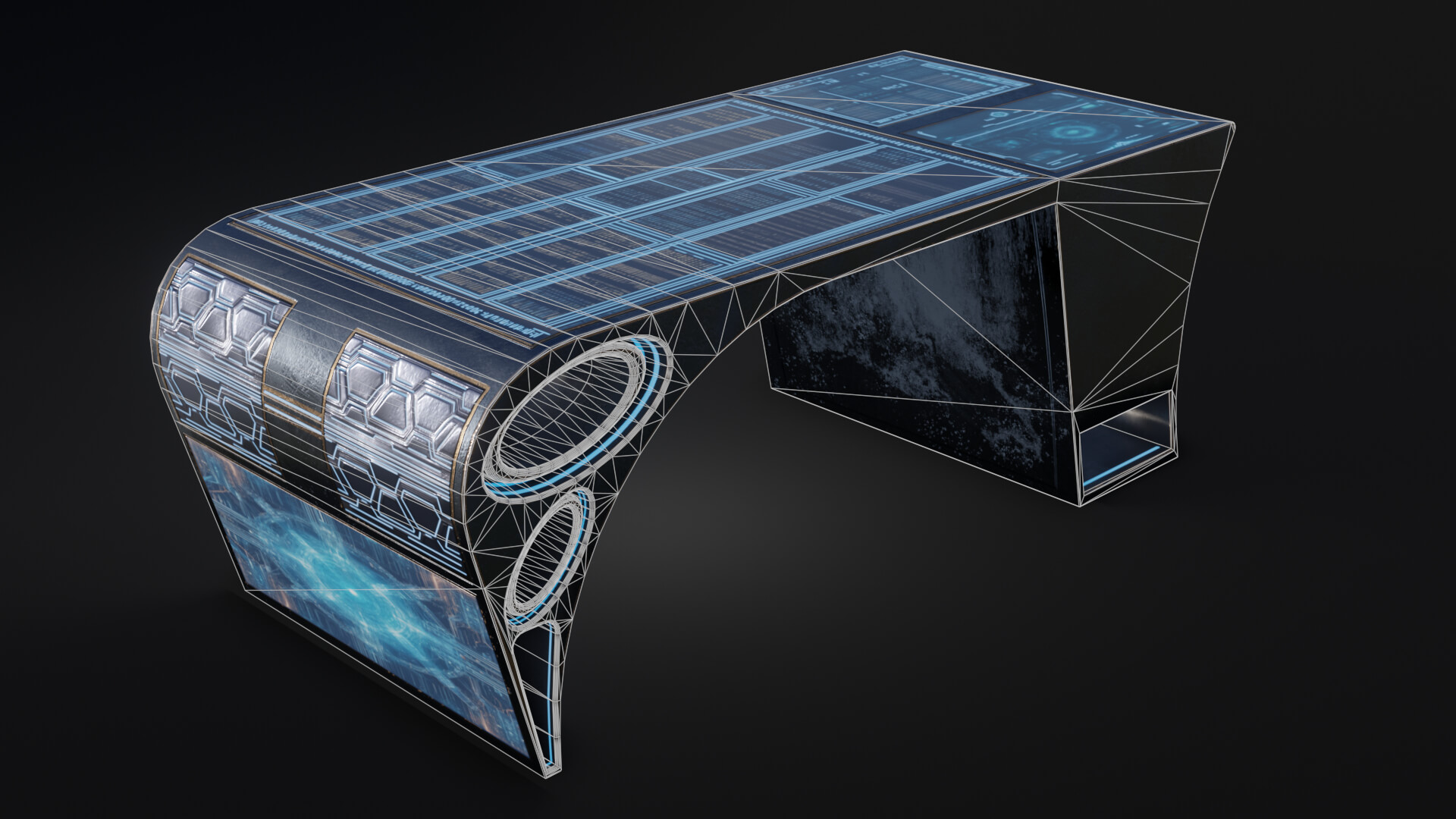 Cyber Table Blue - 3D Model by VladyslavVlad