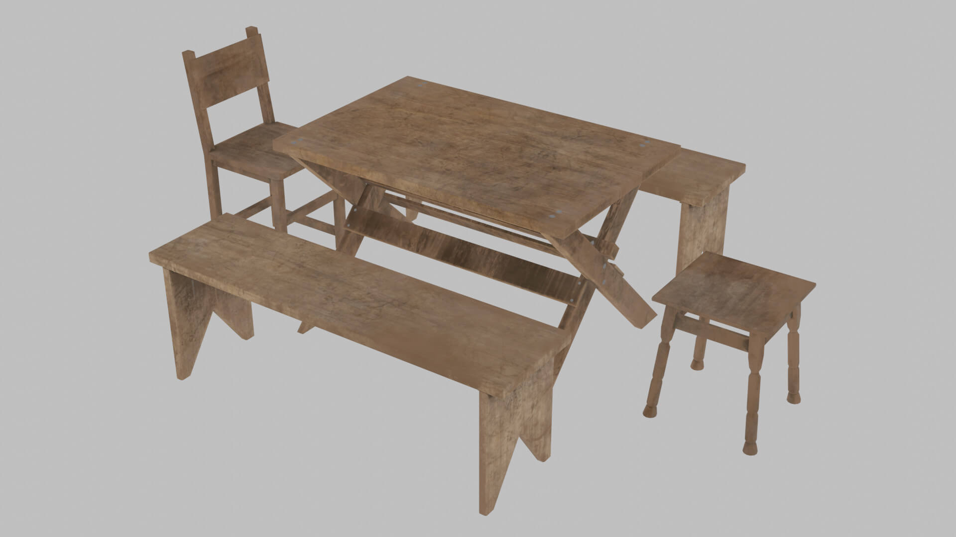Set of 18 Wooden Objects - Free 3D Model by VladyslavVlad