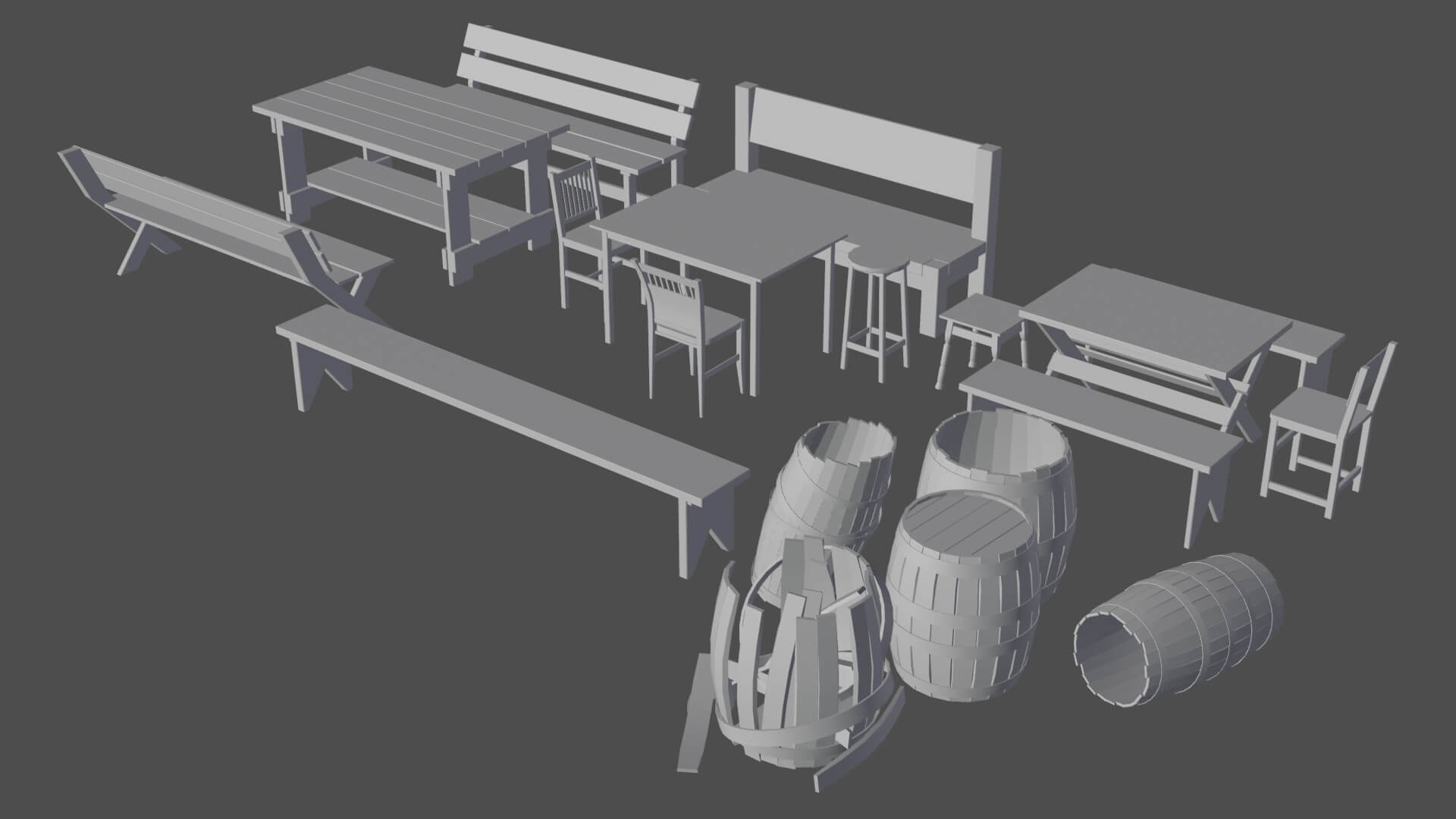 Set of 18 Wooden Objects - Free 3D Model by VladyslavVlad