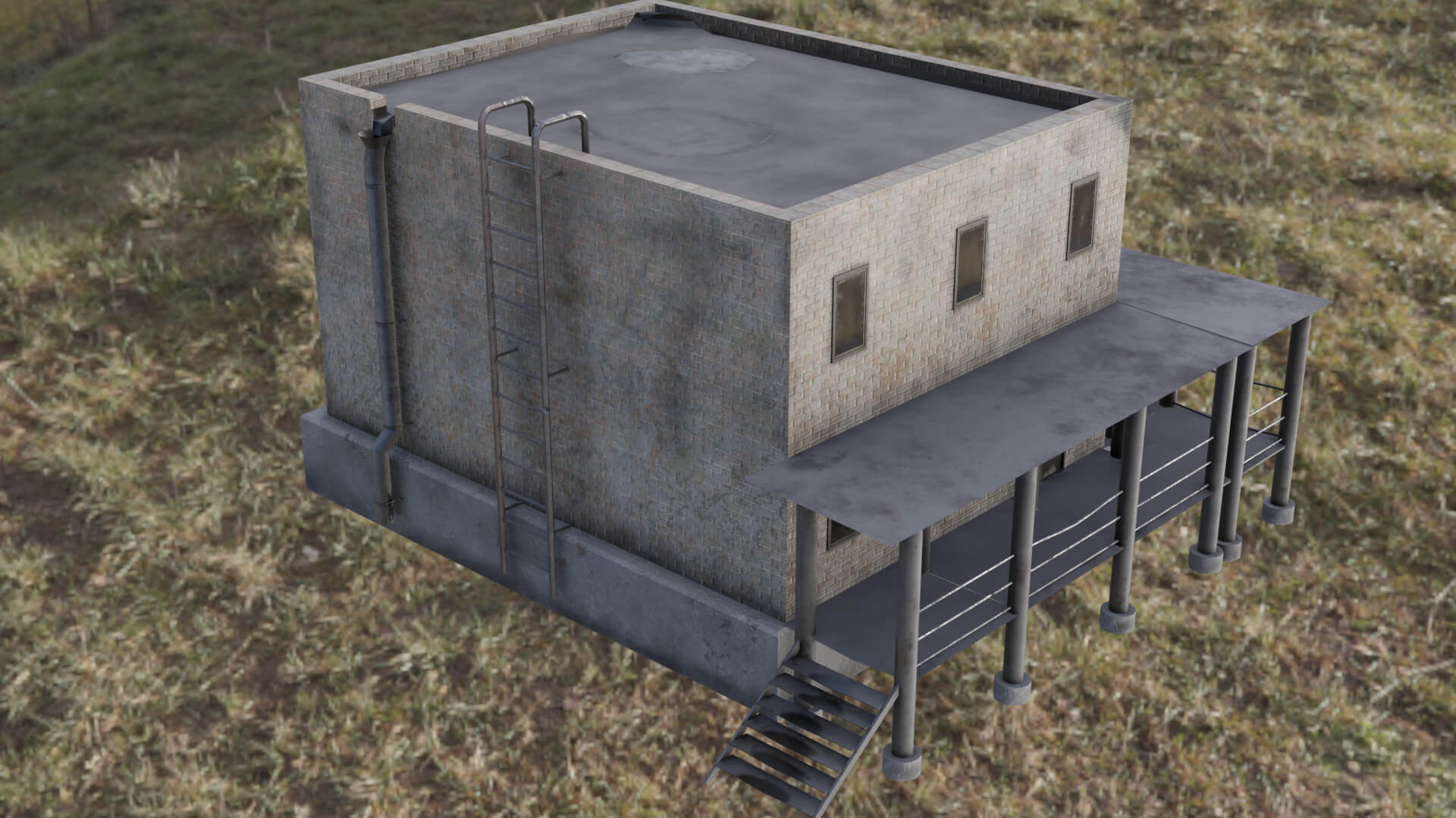 House Brick With a Ladder and a Gutter - 3D Model by VladyslavVlad