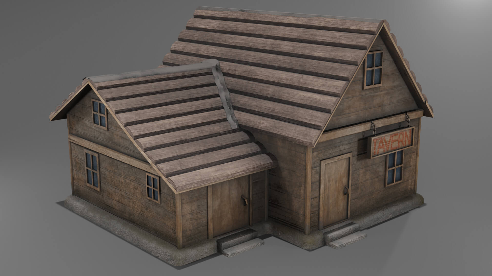 Old Wooden Tavern With a Sign - 3D Model by VladyslavVlad