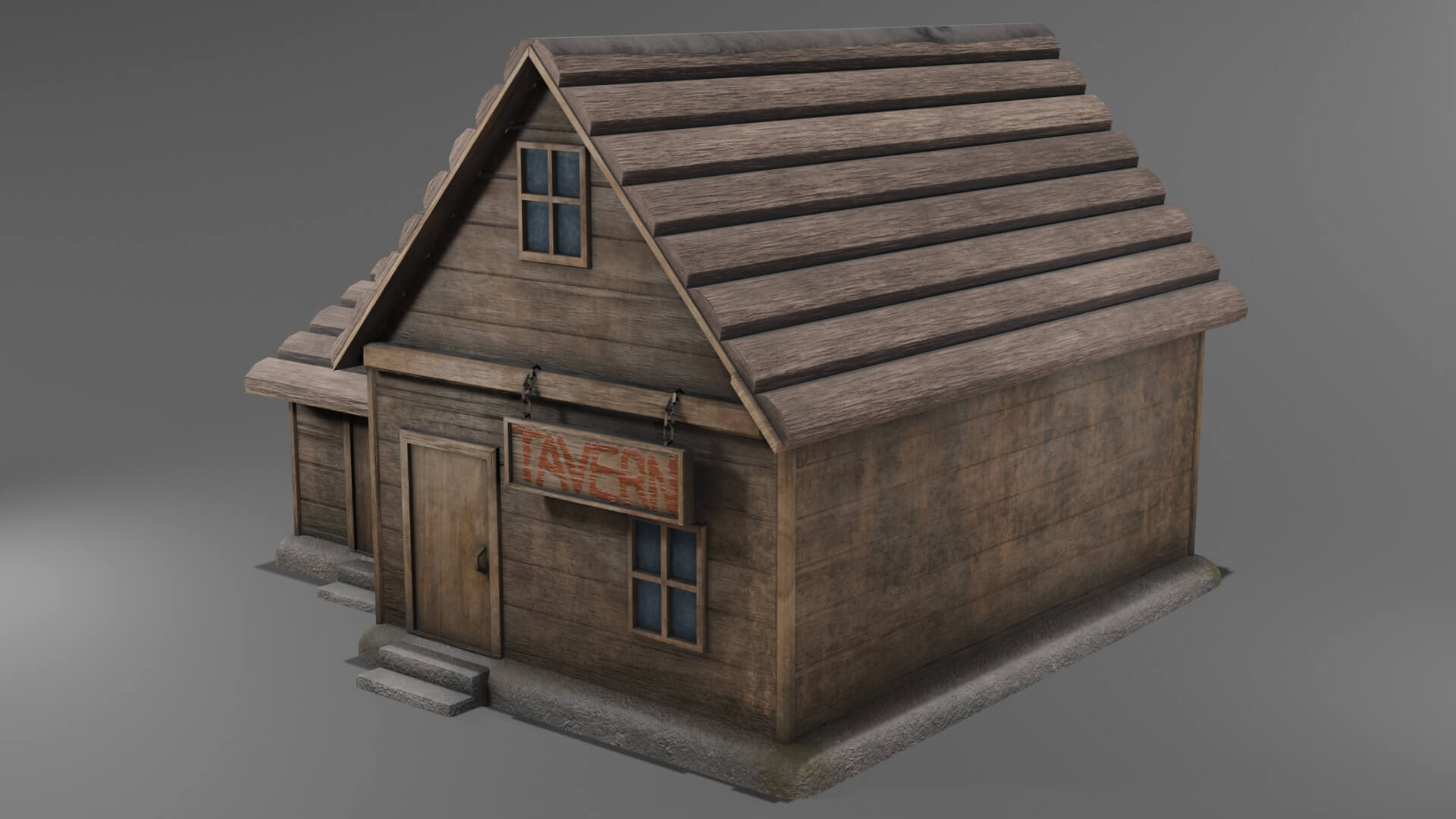 Old Wooden Tavern With a Sign - 3D Model by VladyslavVlad