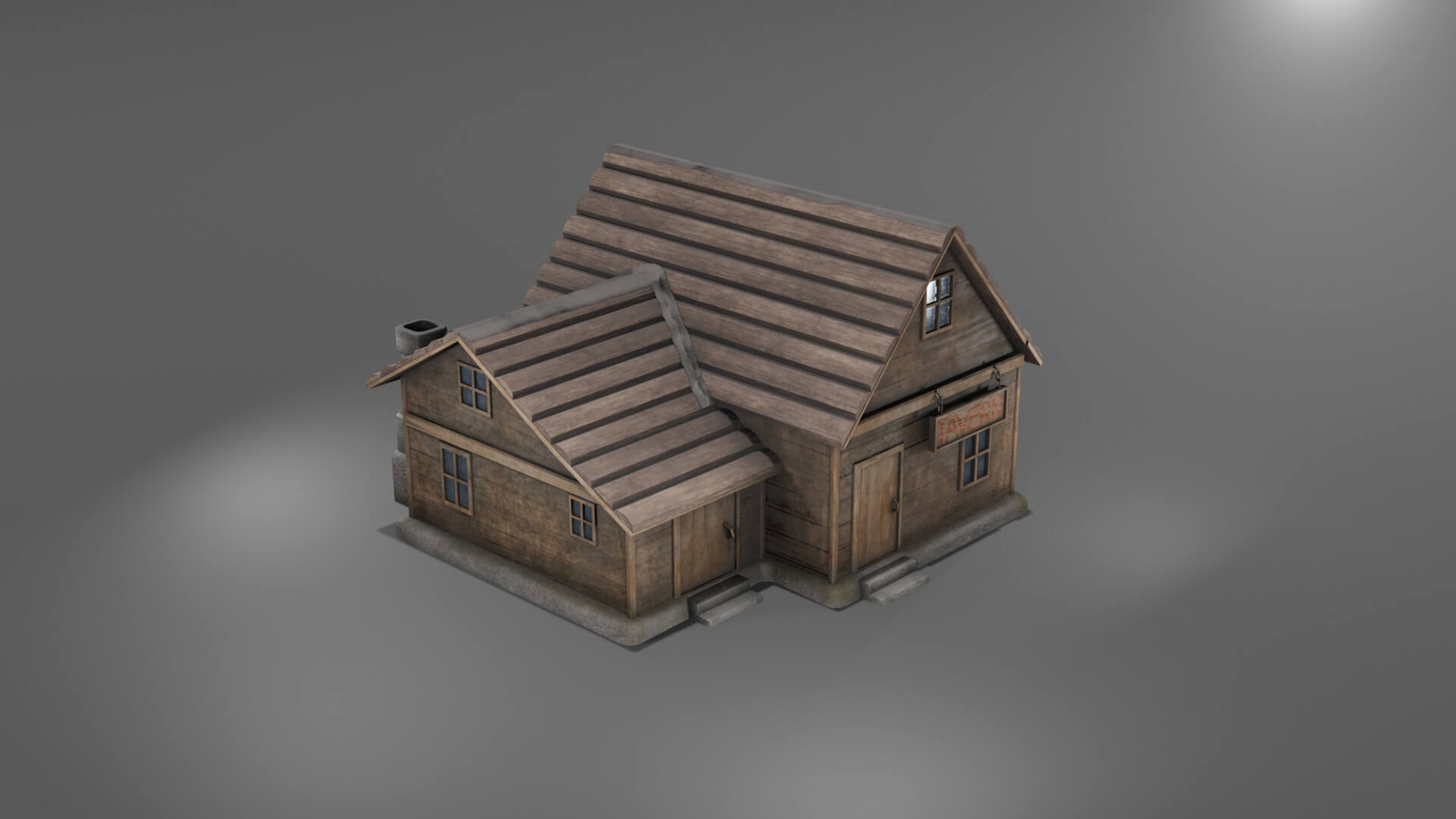 Old Wooden Tavern With a Sign - 3D Model by VladyslavVlad