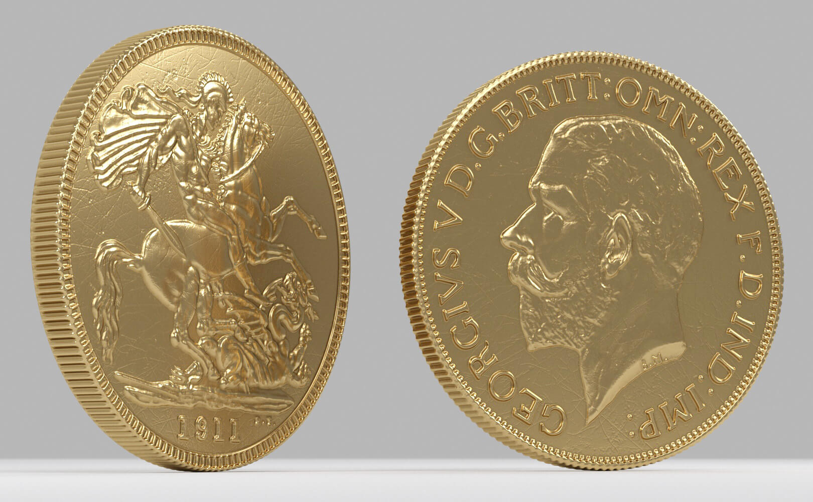 Gold Sovereign Coin George 1911 - 3D Model by Vortiko