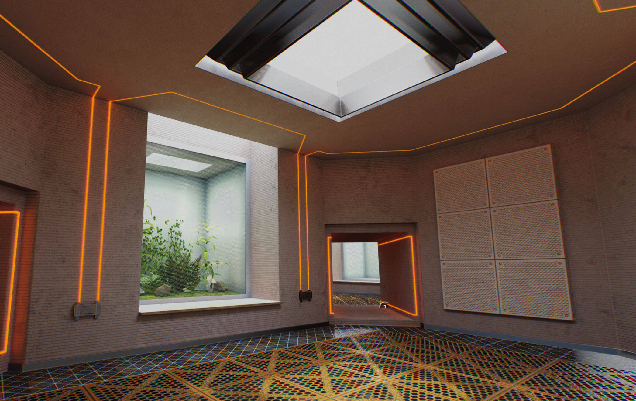 G0001 VR Virtual Reality Art Gallery Sci-Fi Block 3D Model by VRA