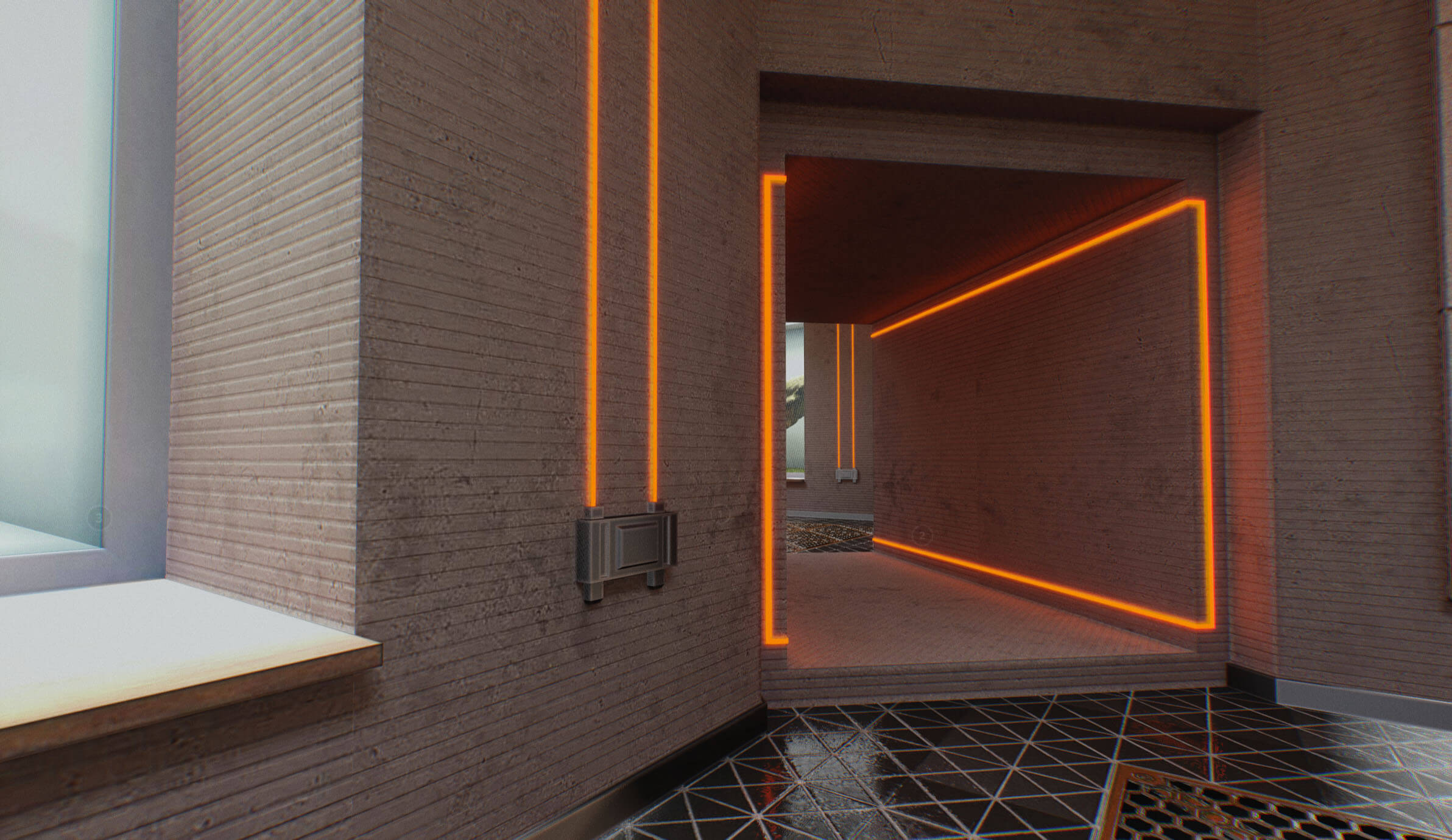 G0001 VR Virtual Reality Art Gallery Sci-Fi Block 3D Model by VRA