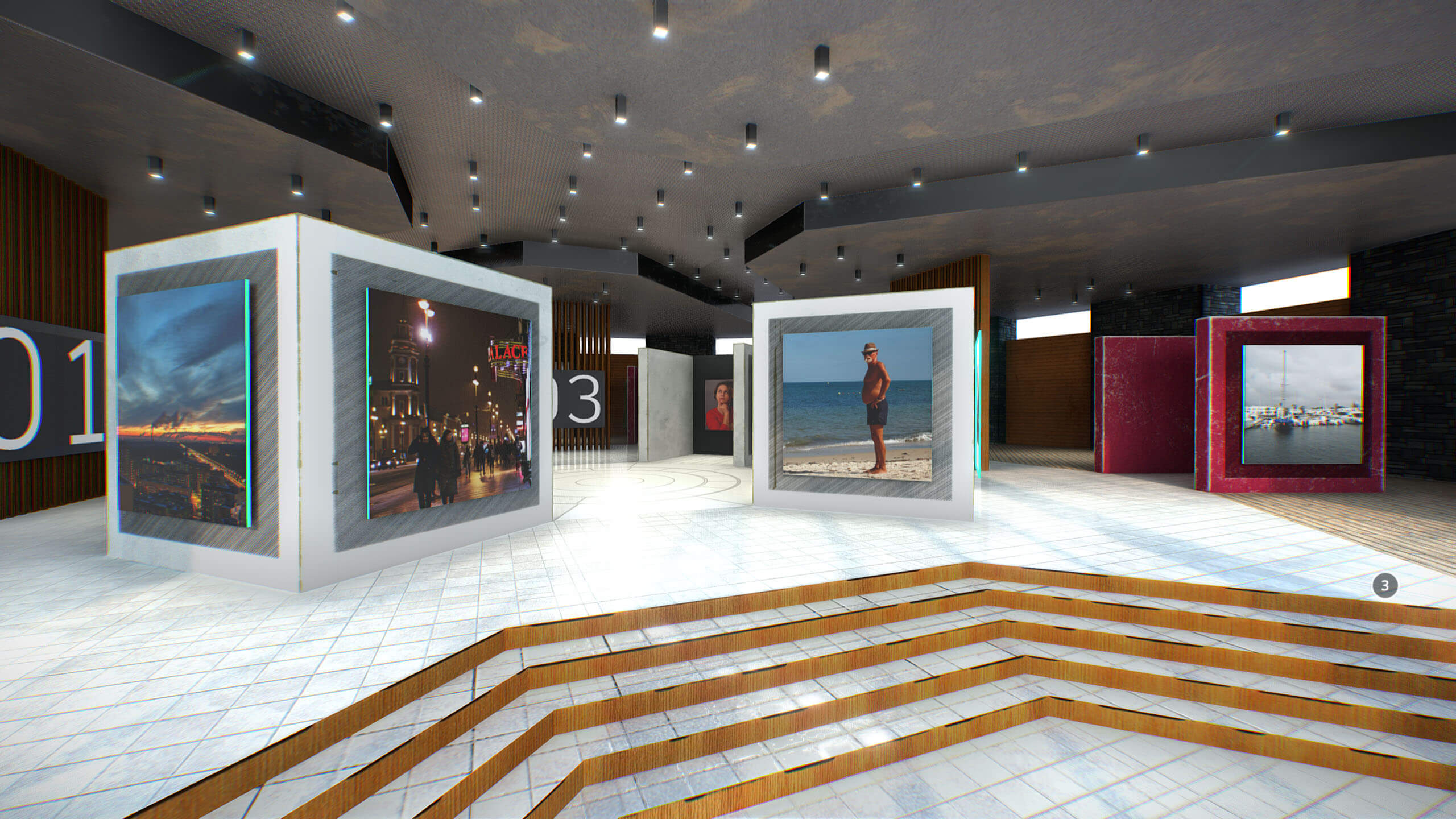 G0022 VR Virtual Reality Art Gallery Cubes - 3D Model by VRA