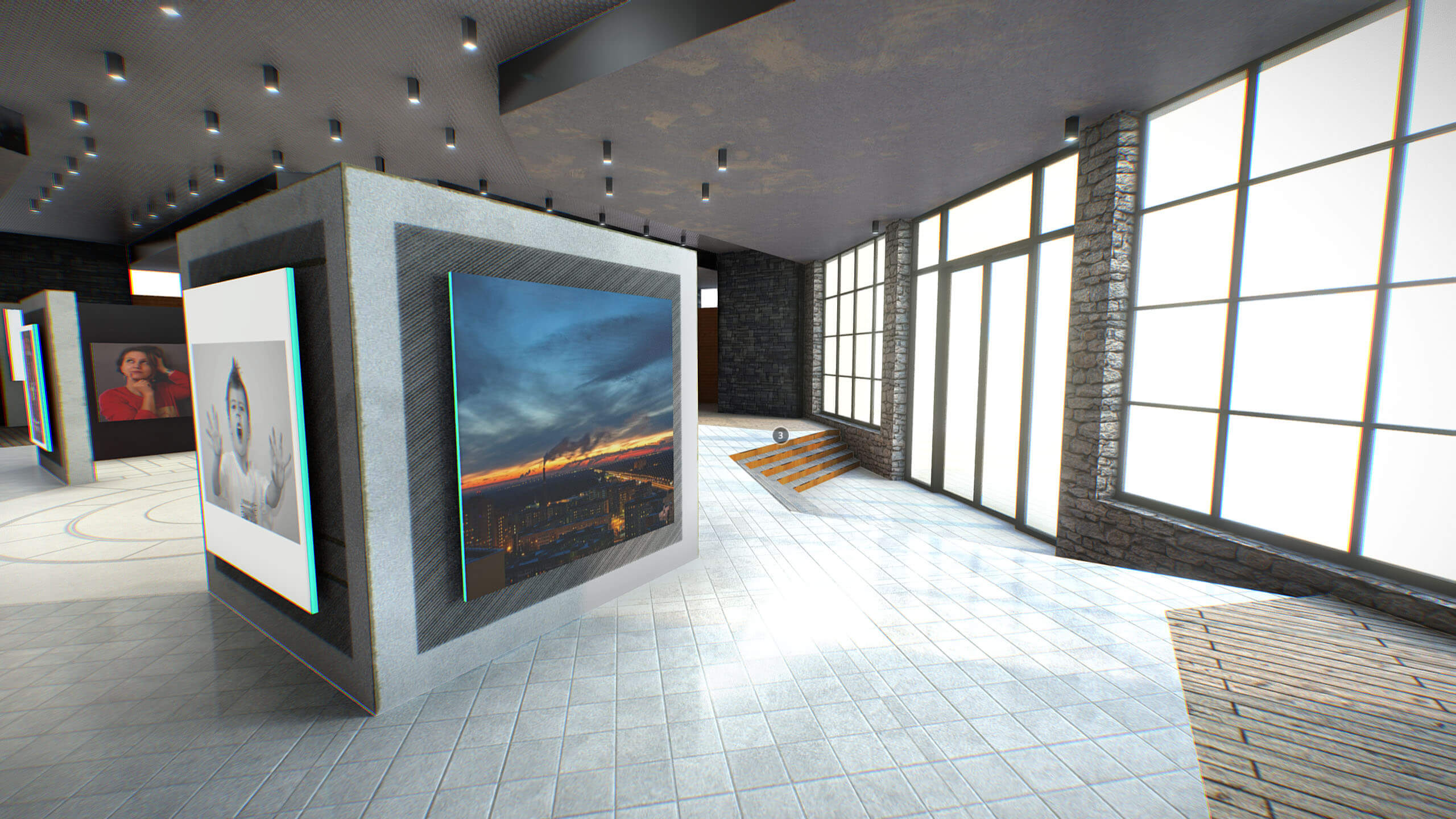 G0022 VR Virtual Reality Art Gallery Cubes - 3D Model by VRA