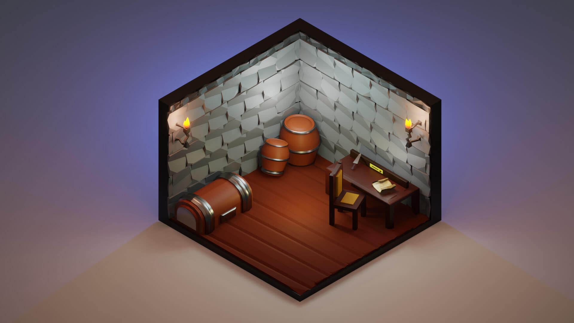 3D Isometric Scene Pirate's Basement 3D Render | RenderHub Gallery