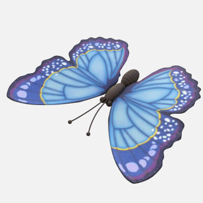 Blue Butterfly - 3D Model by VRTOON