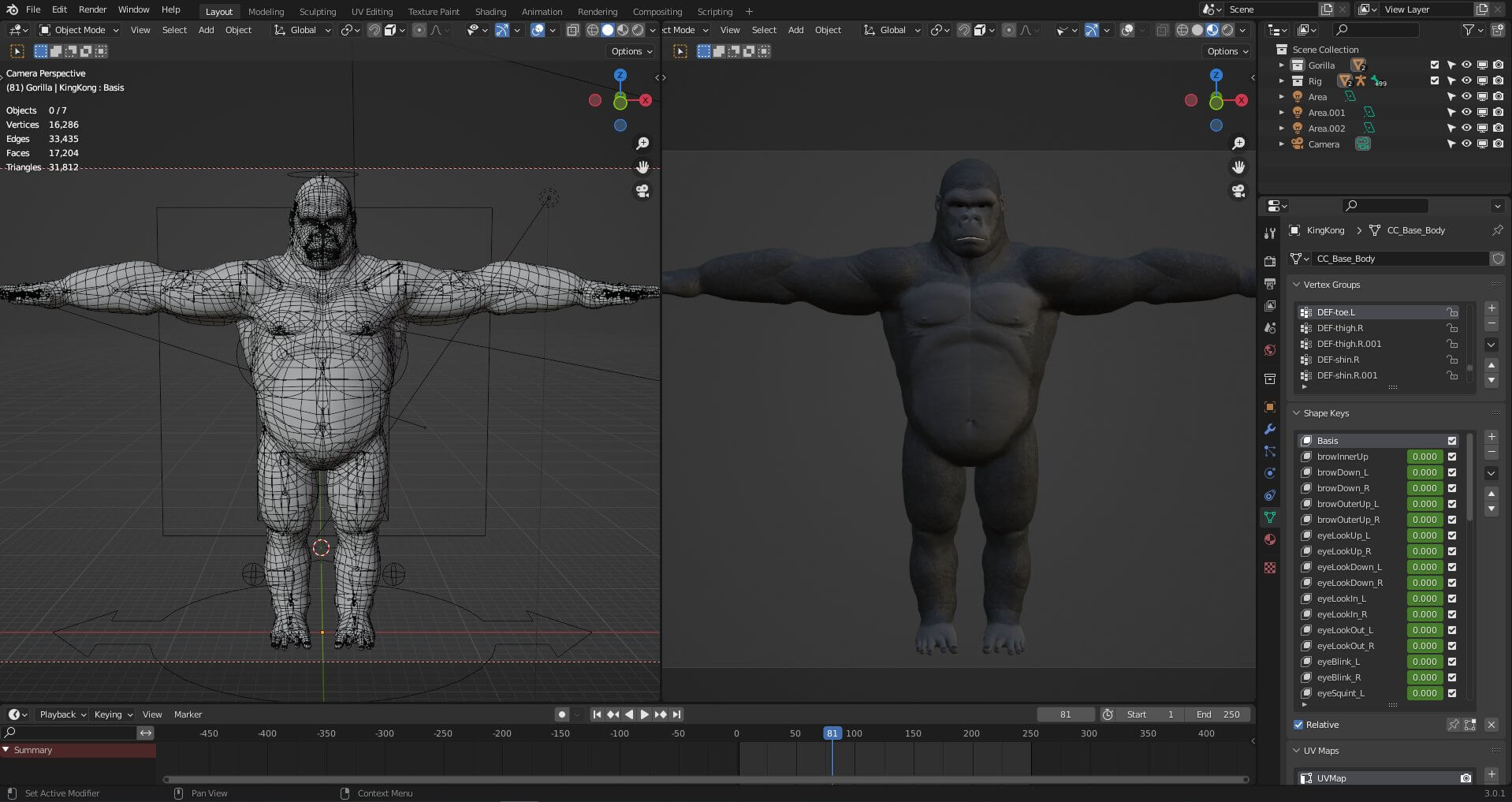 Gorilla - King Kong - V2 3D Model by VRTOON