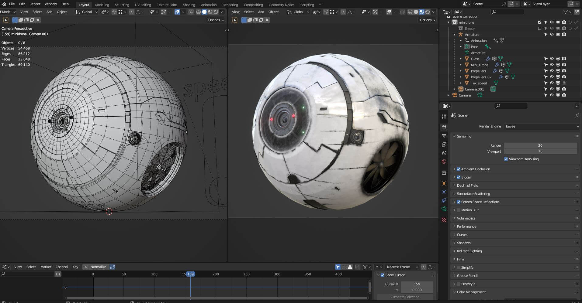 Mini Drone - Spherical Drone 3D Model by VRTOON