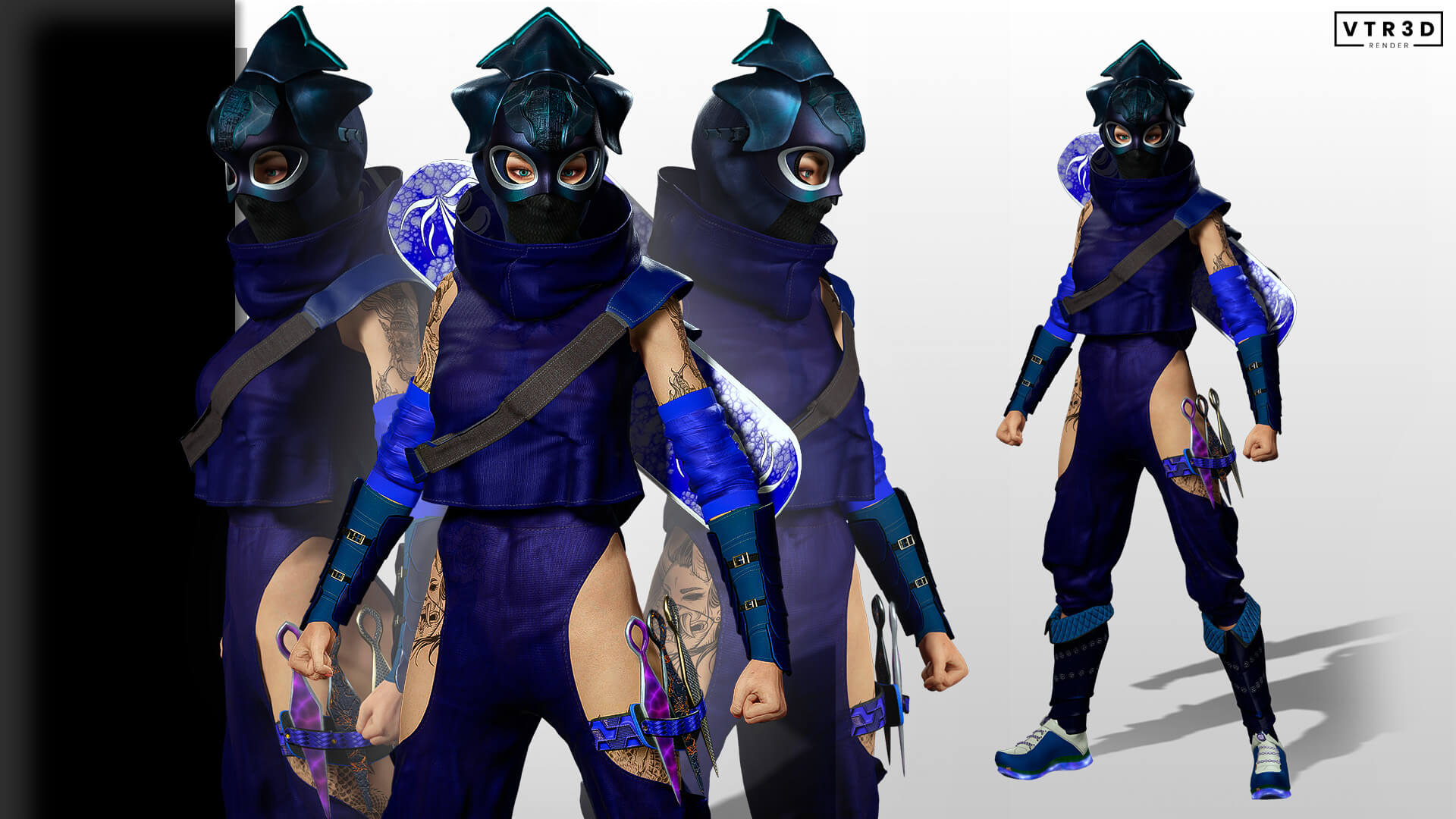 Aokami Stylized Sci-Fi Ninja Warrior Game Ready Character 3D Model by VTR3D