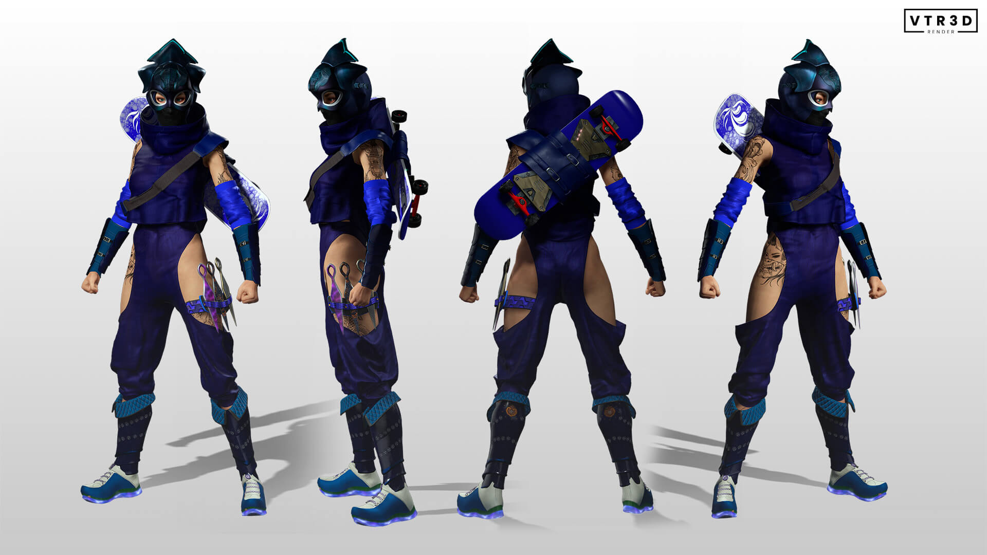 Aokami Stylized Sci-Fi Ninja Warrior Game Ready Character 3D Model by VTR3D