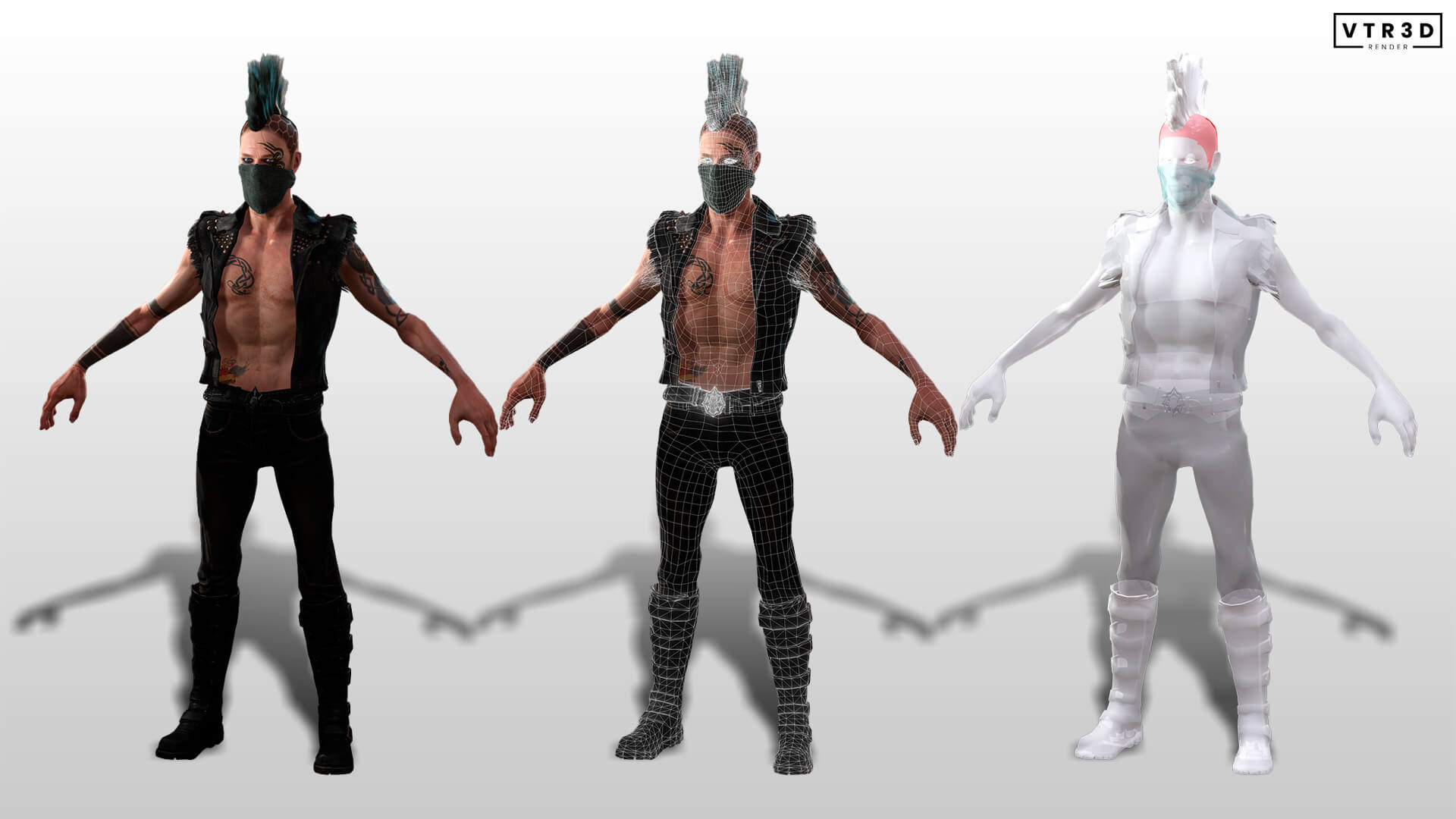 Punk Couple Fully Rigged Male and Female Game by VTR3D