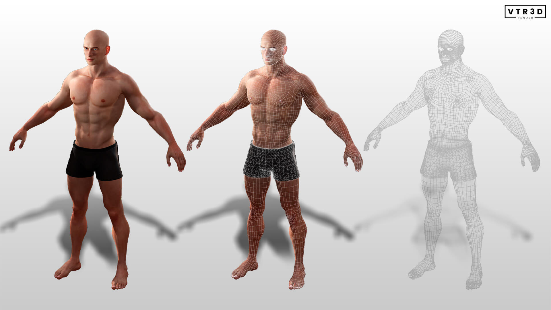 Realistic Male Female Base Bodies Game Ready Rigged Optimize by VTR3D