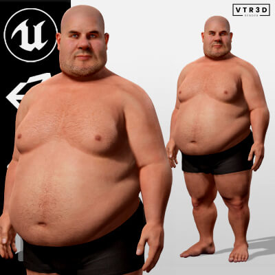 Realistic Plus Size Male Character Game Ready - 3D Model by VTR3D