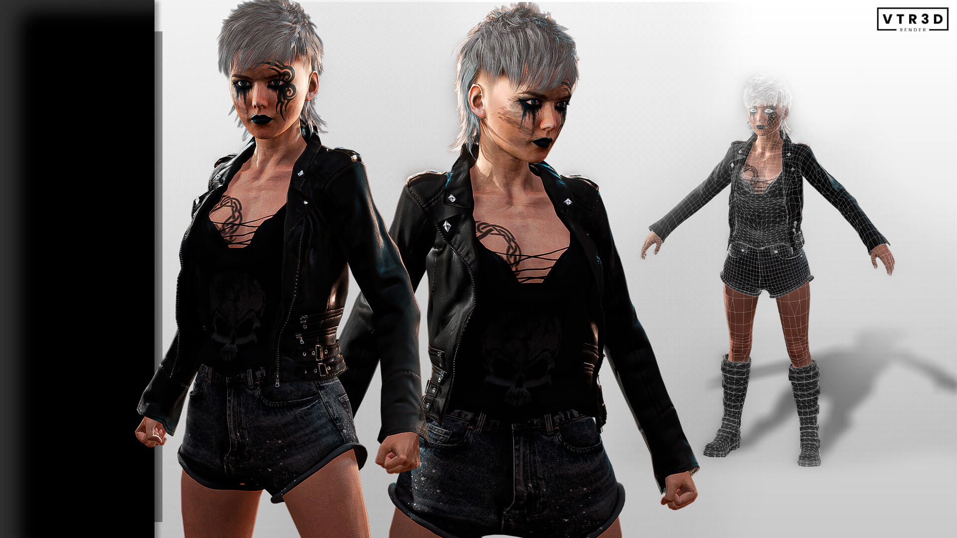 Realistic Punk Girl Character Game Ready - 3D Model by VTR3D
