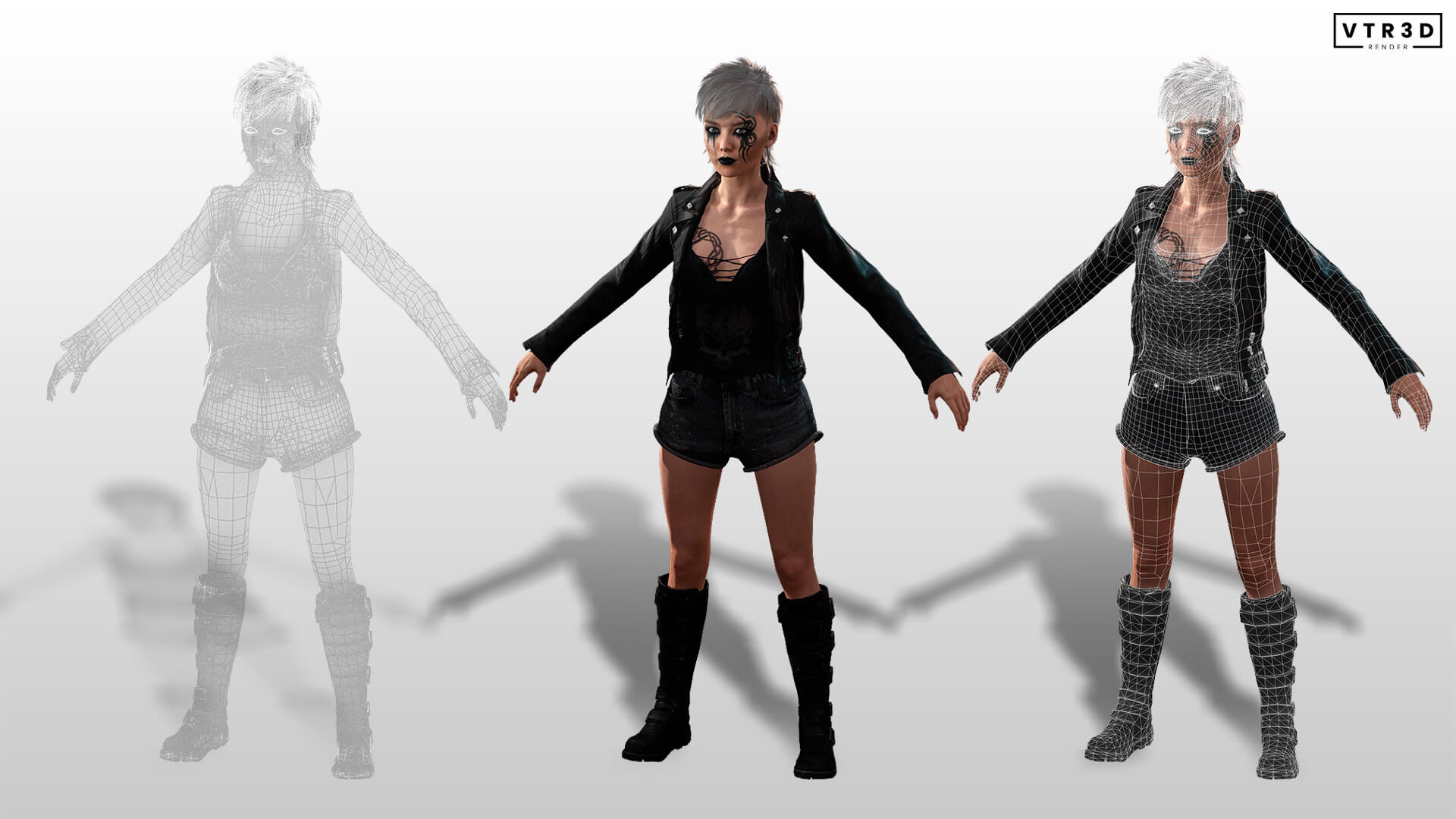 Realistic Punk Girl Character Game Ready - 3D Model by VTR3D