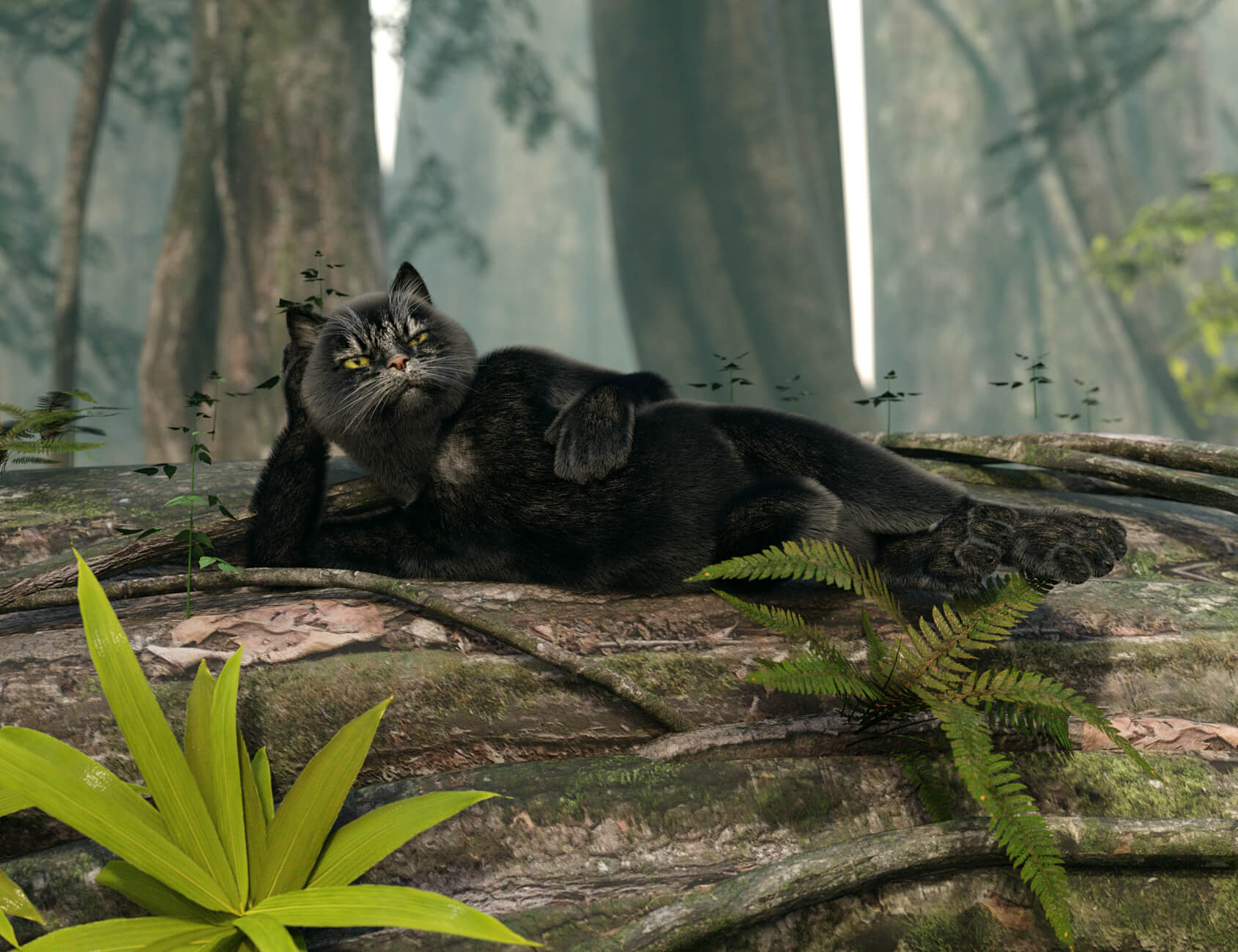 Catoon Black Fur and Texture Addon - Daz Content by Vyusur