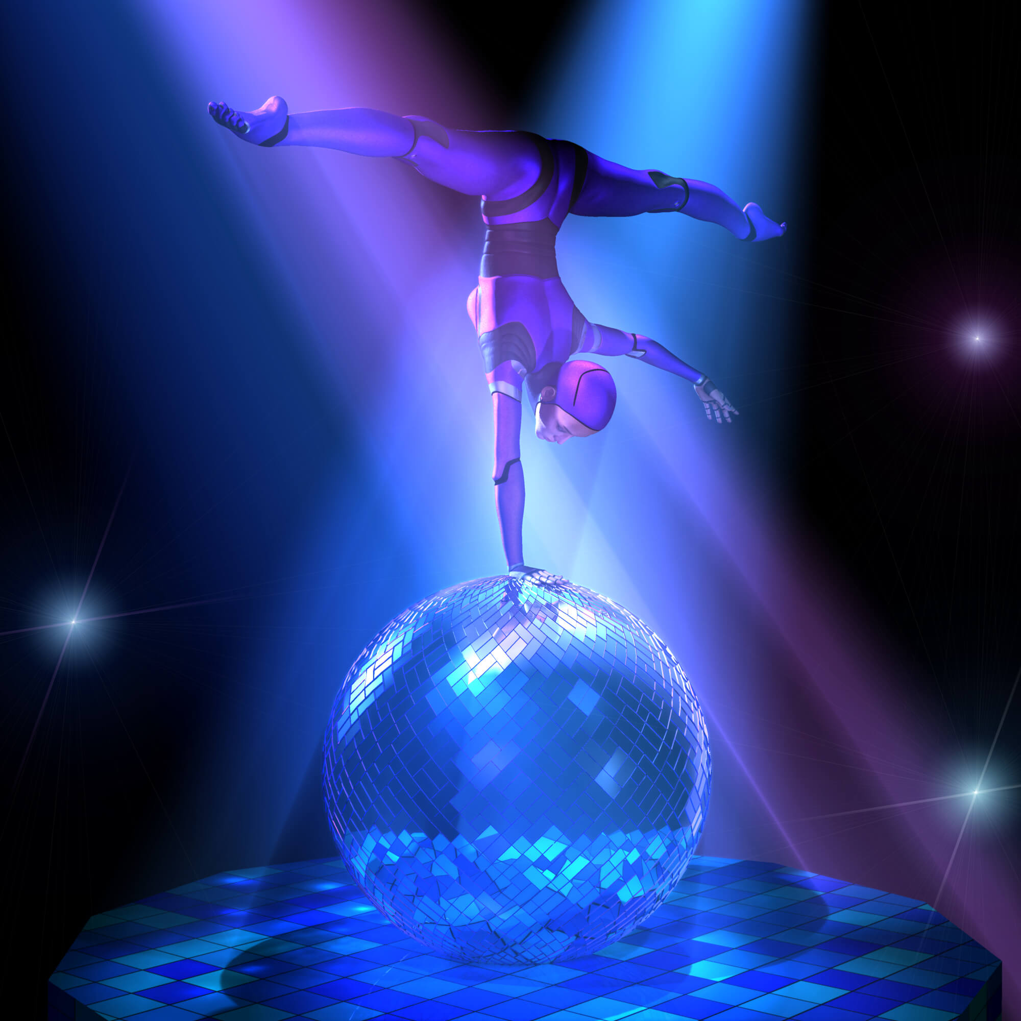 Disco Acrobot 3D Render, Digital Art by Vyusur